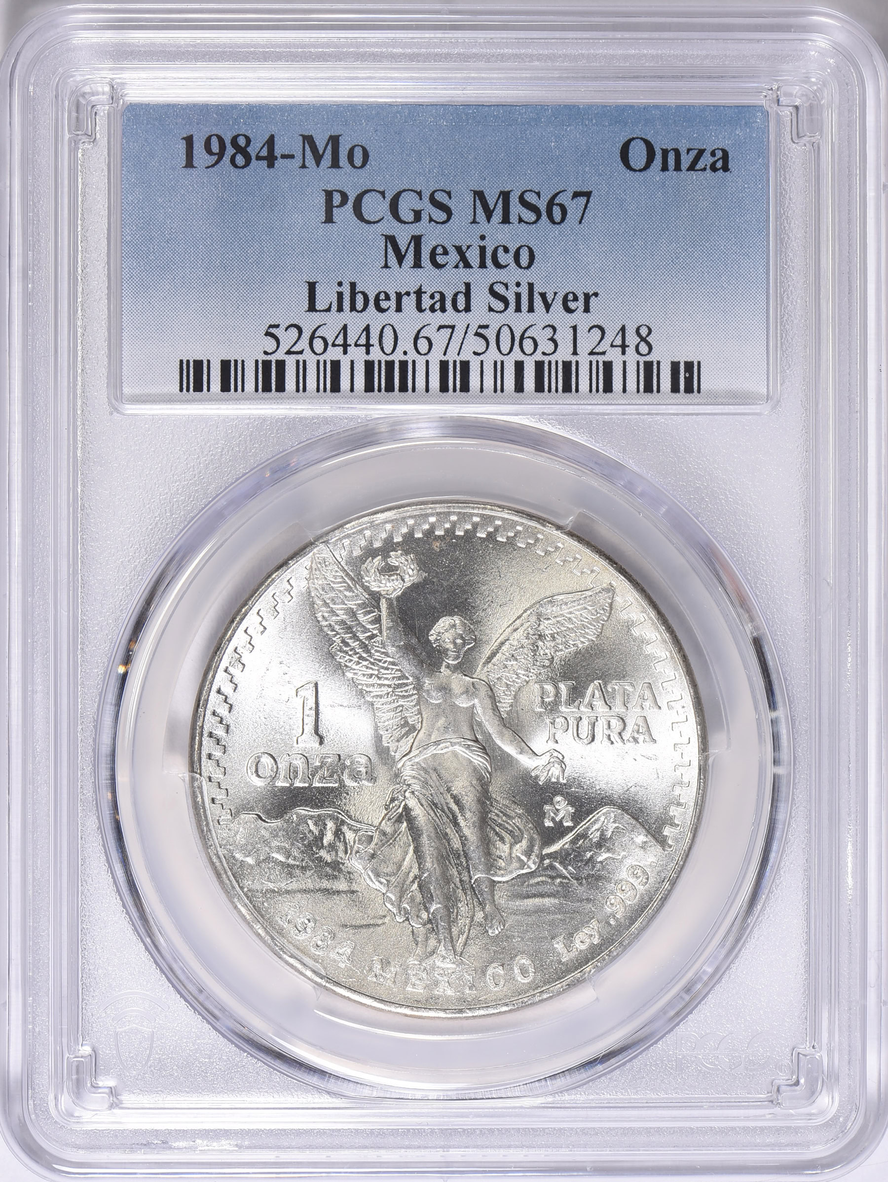 Mexico 1984-Mo Silver Onza Libertad KM-494.1 PCGS MS-67 (Item 1739155) | GreatCollections Coin ...
