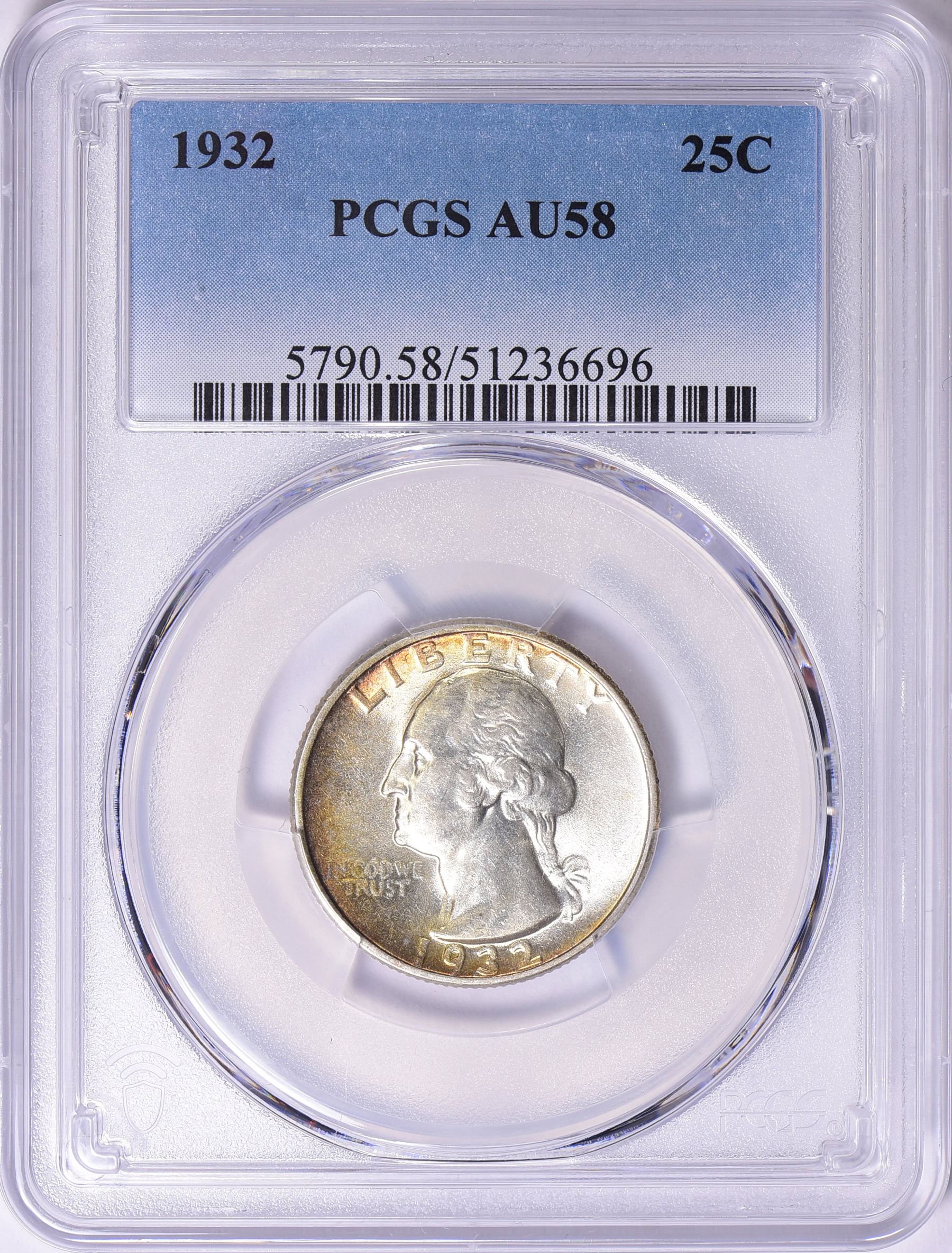 1932 Washington Quarter PCGS AU-58 (Toned) (Item 1739200) | GreatCollections Coin Auctions