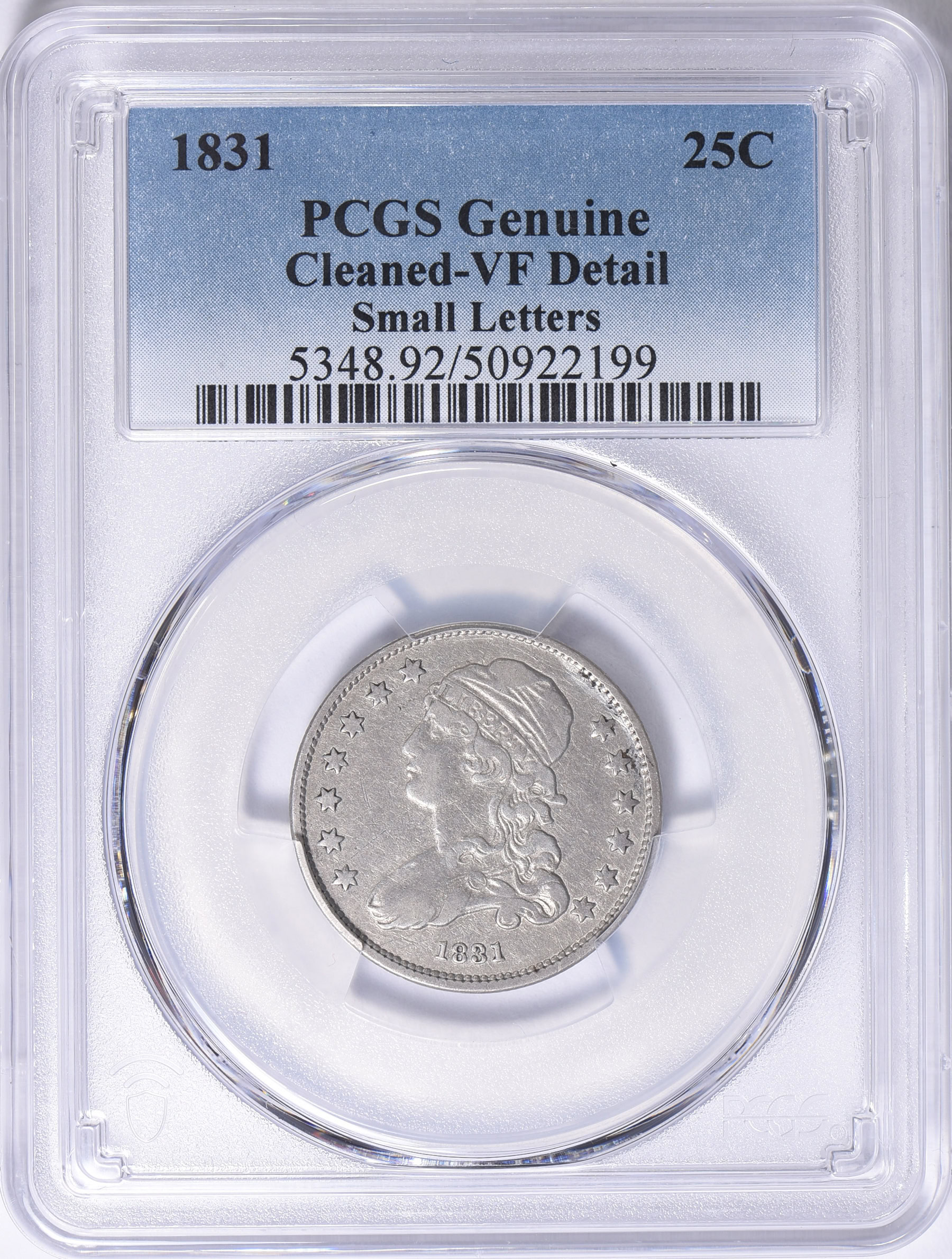 1831 Capped Bust Quarter Small Letters PCGS Genuine VF Details (Item ...