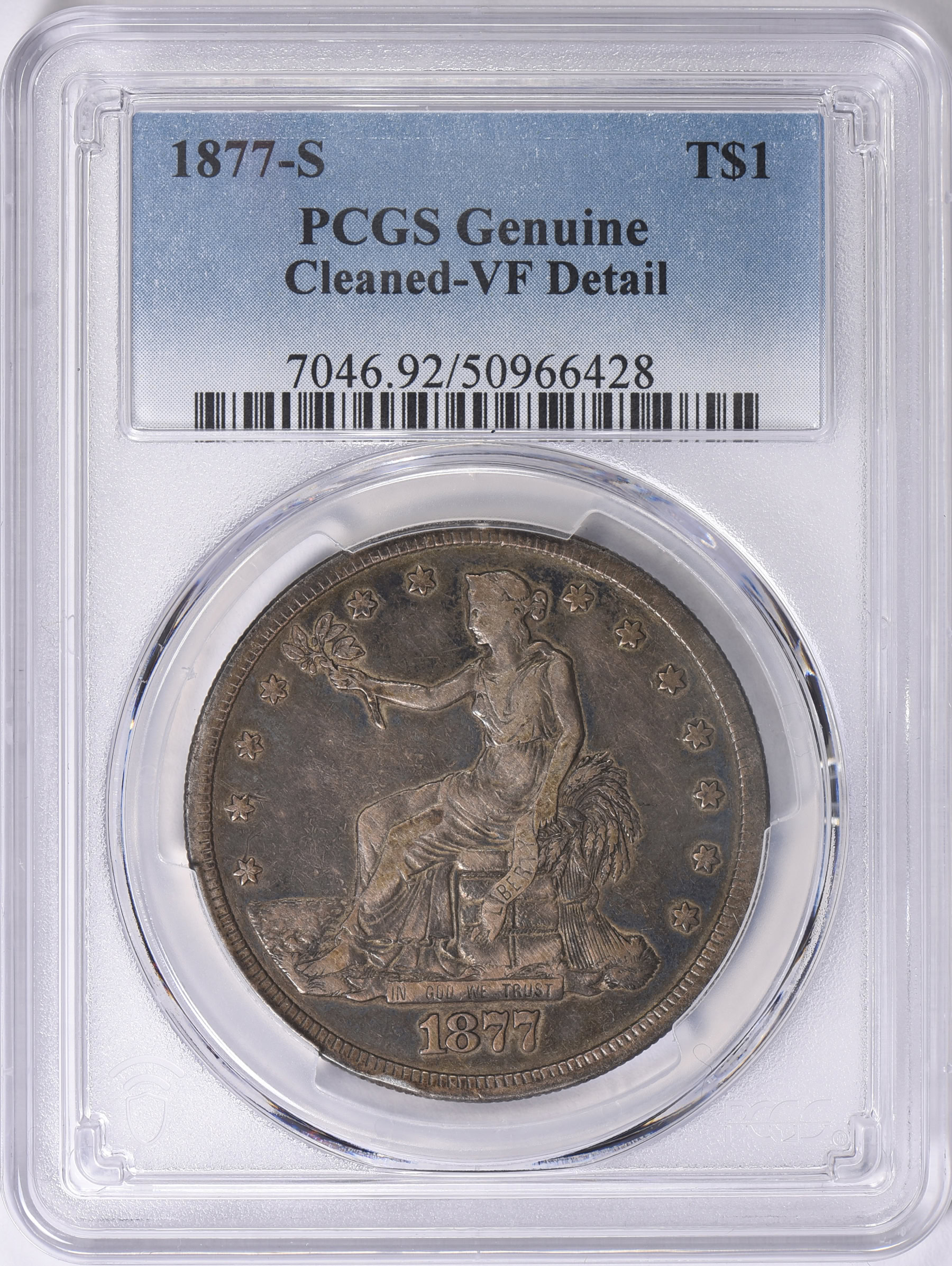 1877-S Trade Silver Dollar PCGS Genuine VF Details (Item 1739323) | GreatCollections Coin Auctions