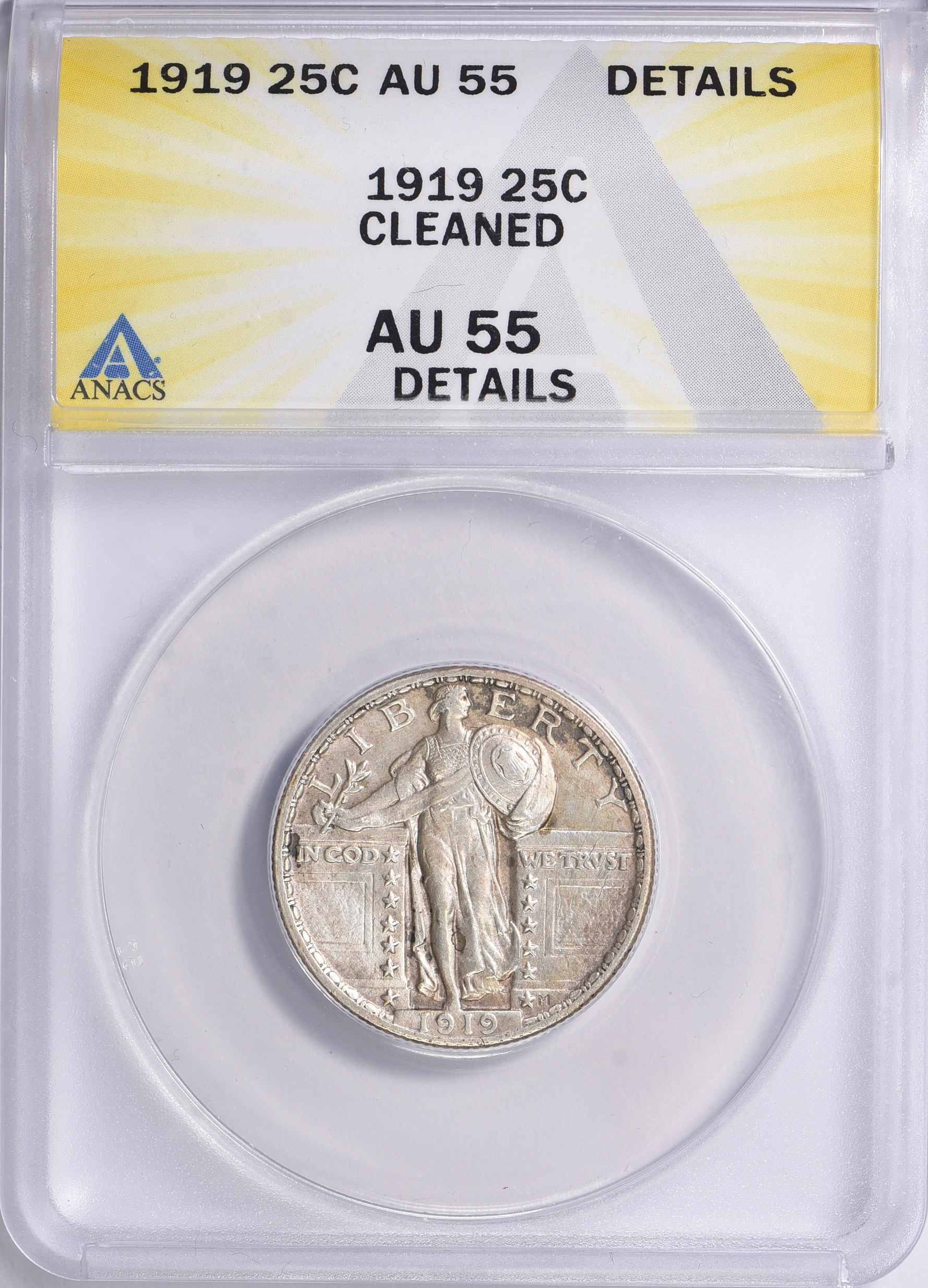 1919 Standing Liberty Quarter ANACS AU-55 Details (Item 1739392) | GreatCollections Coin Auctions