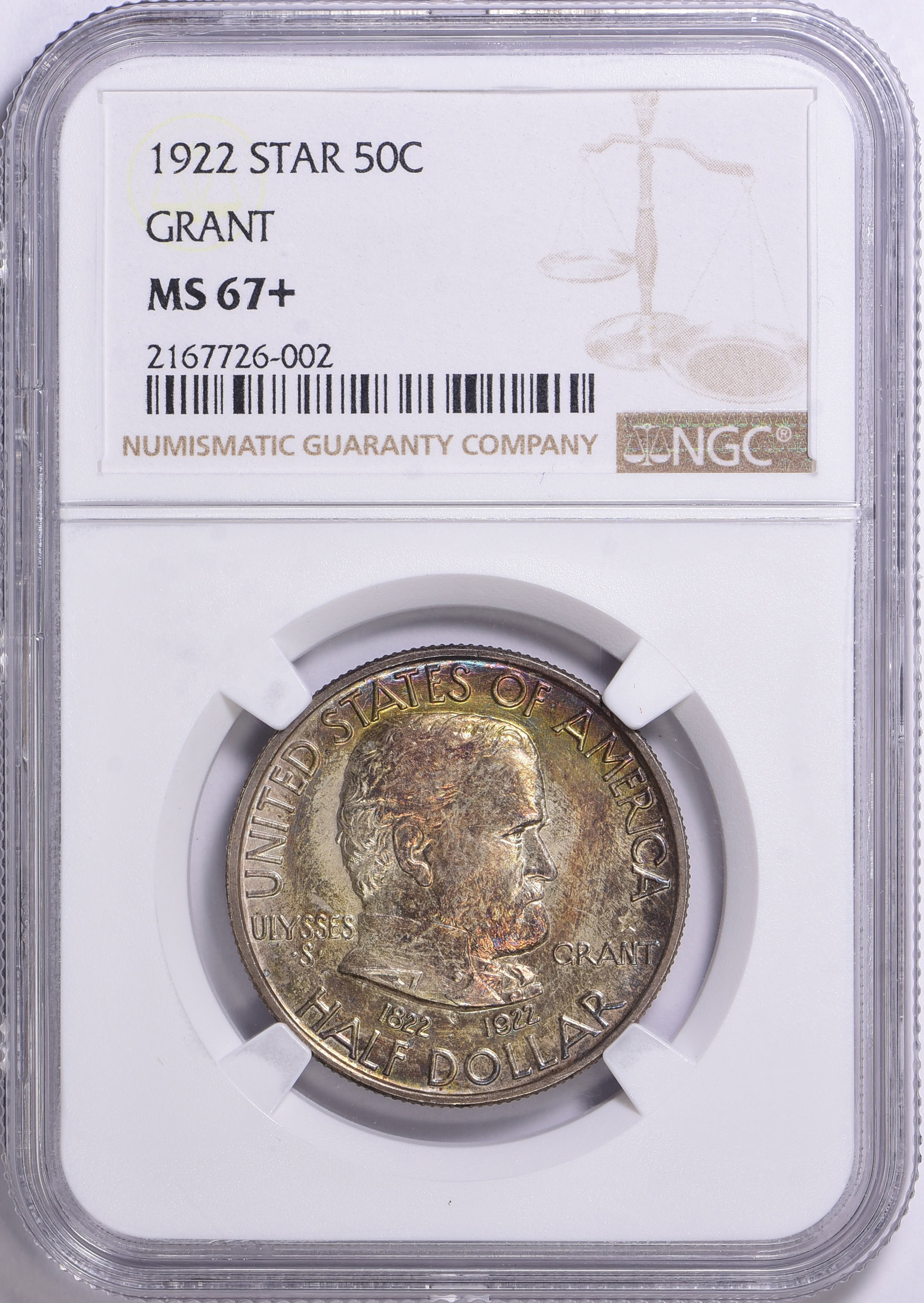 1922 Grant Memorial Half Dollar Star NGC MS-67+ (Toned) (Item 1739444 ...