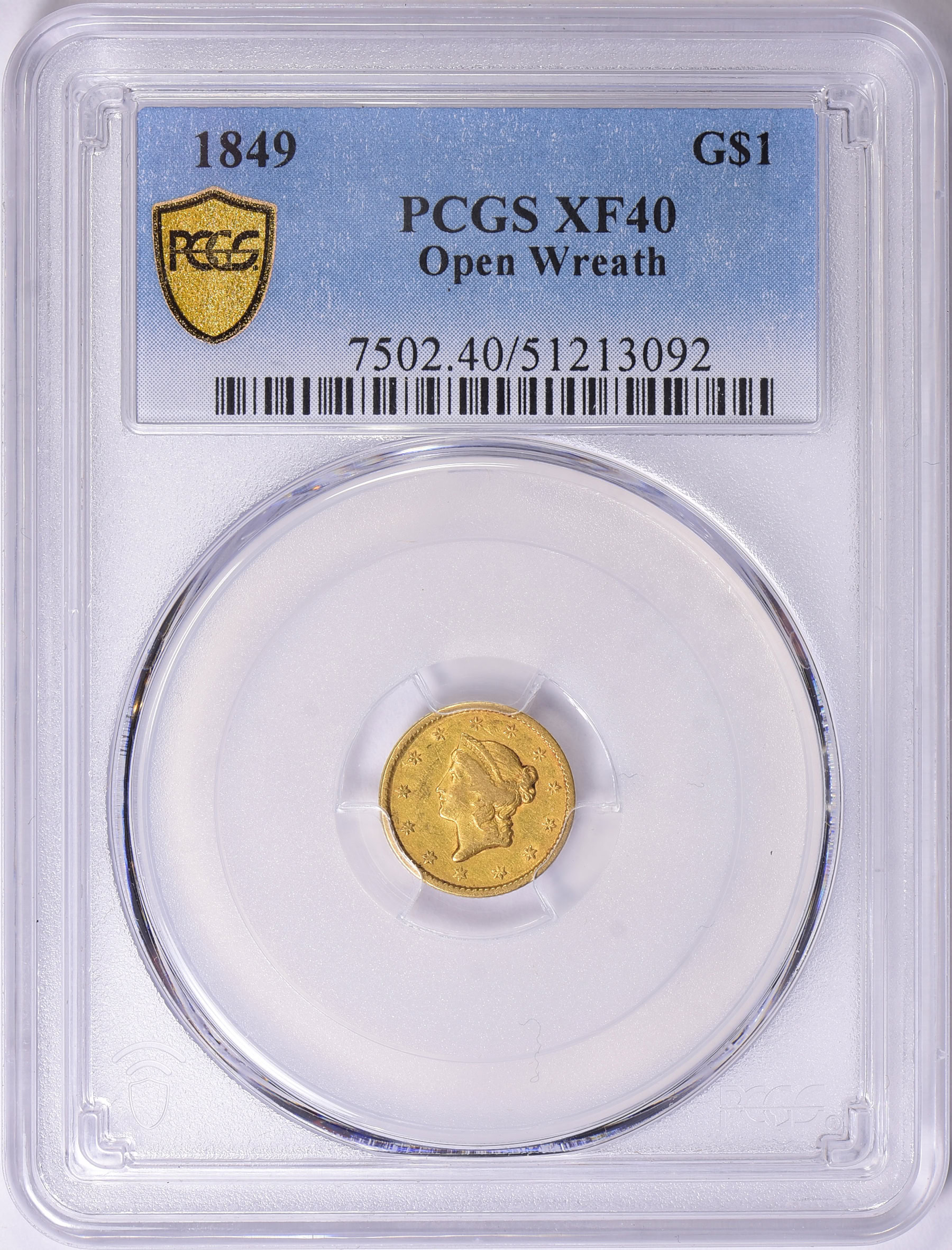 1849 Liberty Gold Dollar Open Wreath PCGS XF-40 (Item 1739452 ...