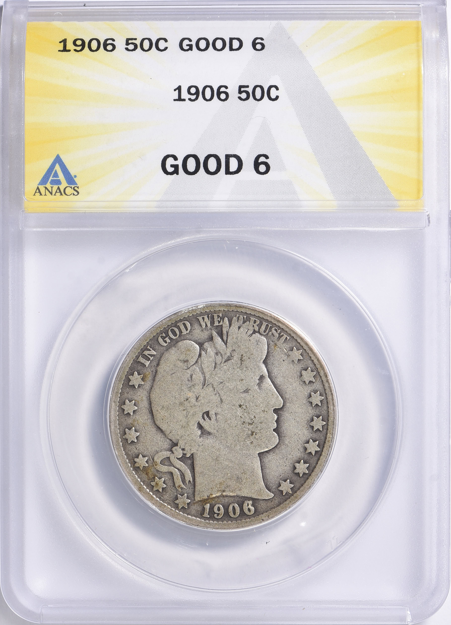1906 Barber Half Dollar ANACS G-06 (Item 1739465) | GreatCollections Coin Auctions
