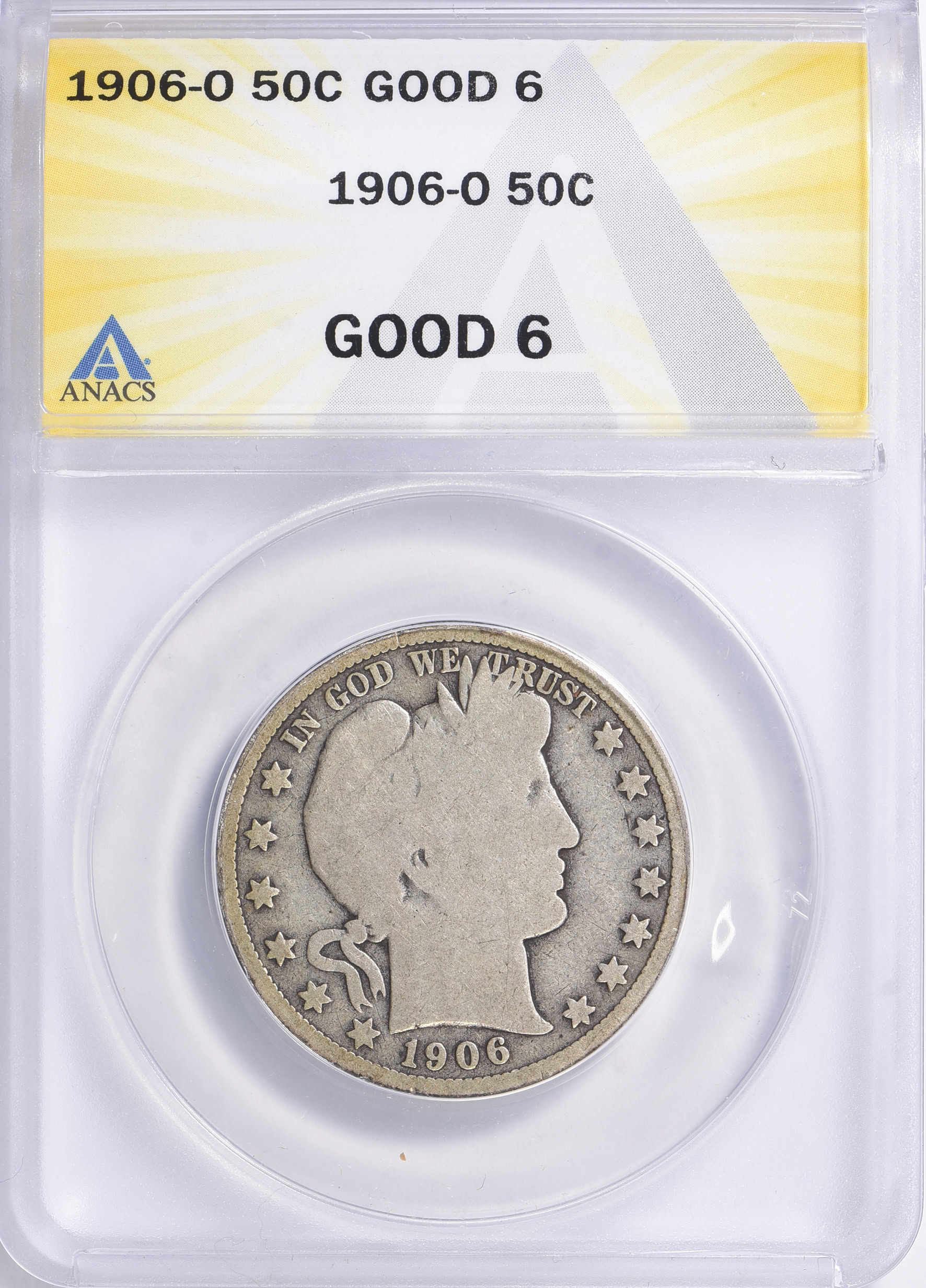 1906-O Barber Half Dollar ANACS G-06 (Item 1739471) | GreatCollections Coin Auctions