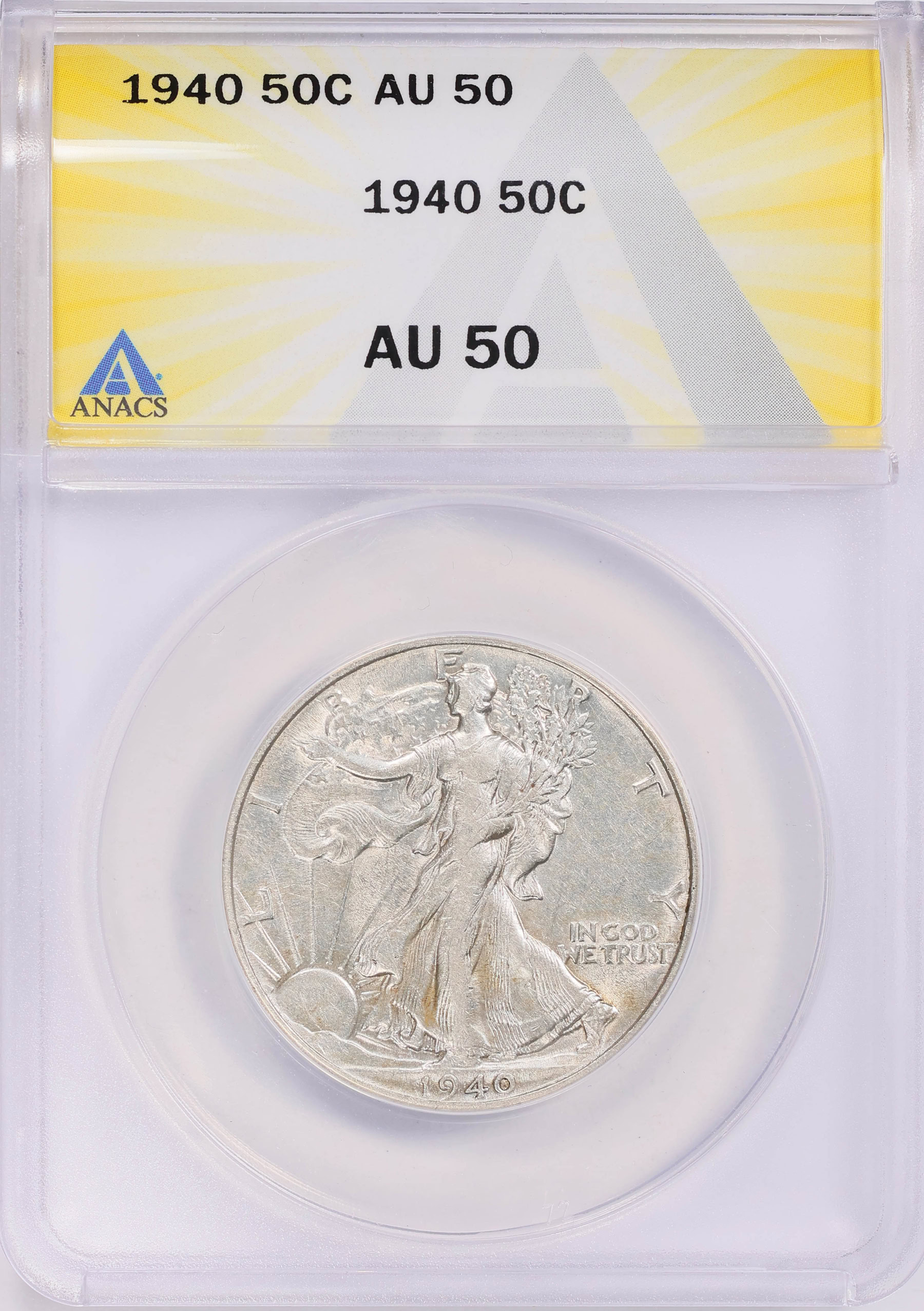 1940 Walking Liberty Half Dollar ANACS AU-50 (Item 1739498) | GreatCollections Coin Auctions