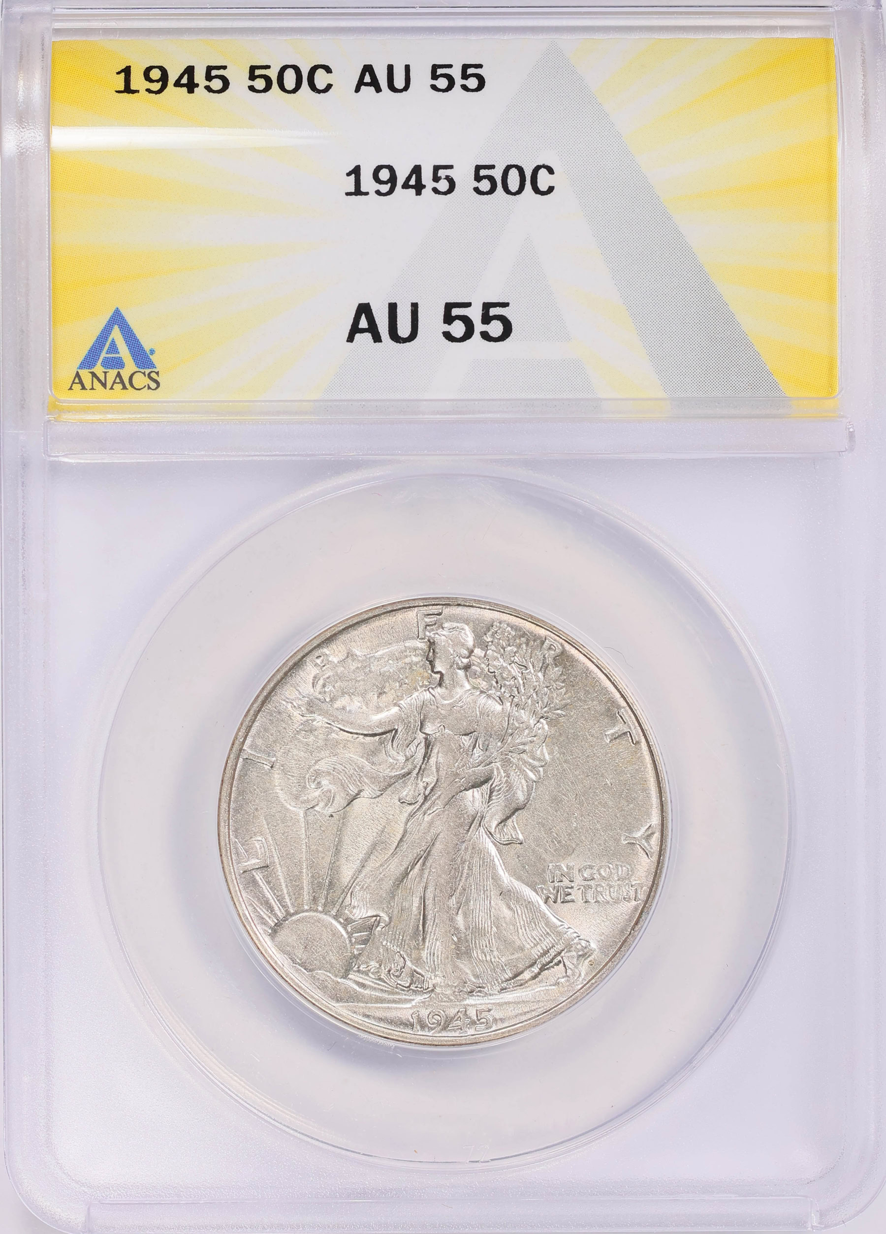 1945 Walking Liberty Half Dollar ANACS AU-55 (Item 1739499) | GreatCollections Coin Auctions