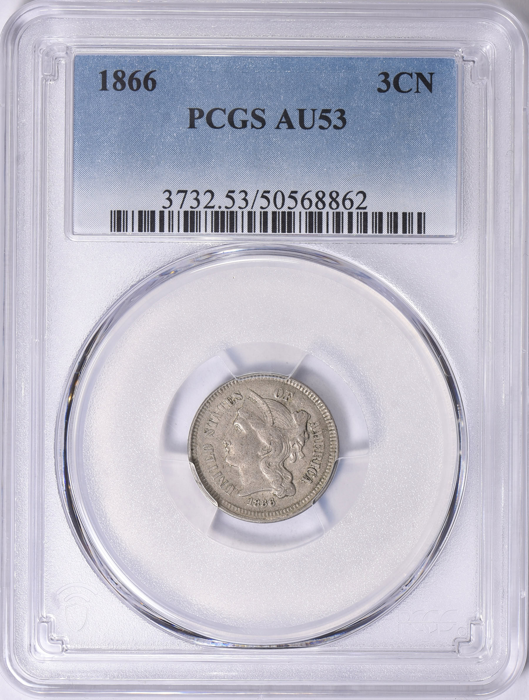 1866 Nickel Three-Cent Piece PCGS AU-53 (Item 1739594 ...