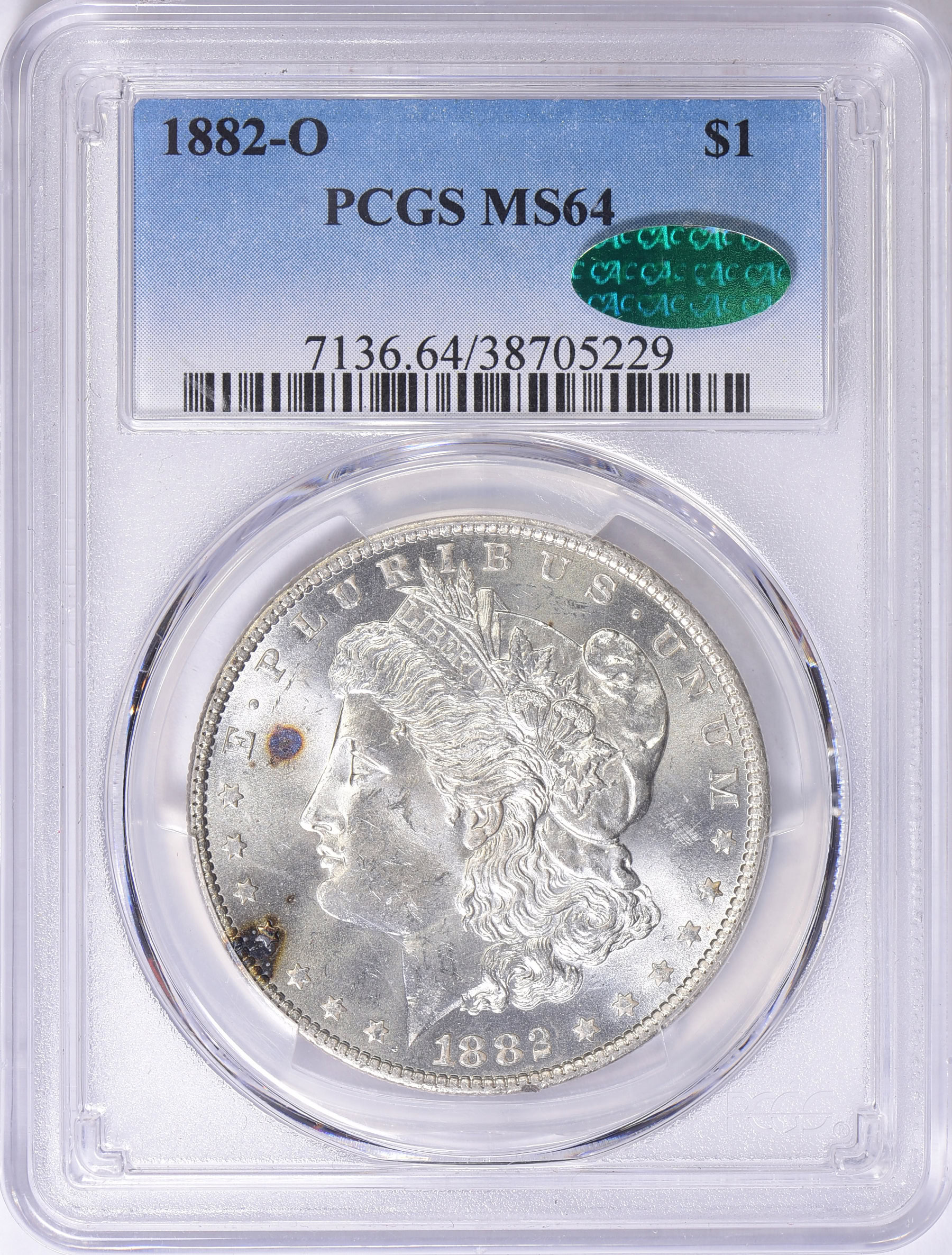 1882-O Morgan Silver Dollar PCGS MS-64 (CAC Green) (Toned) (Item 1739726) | GreatCollections ...