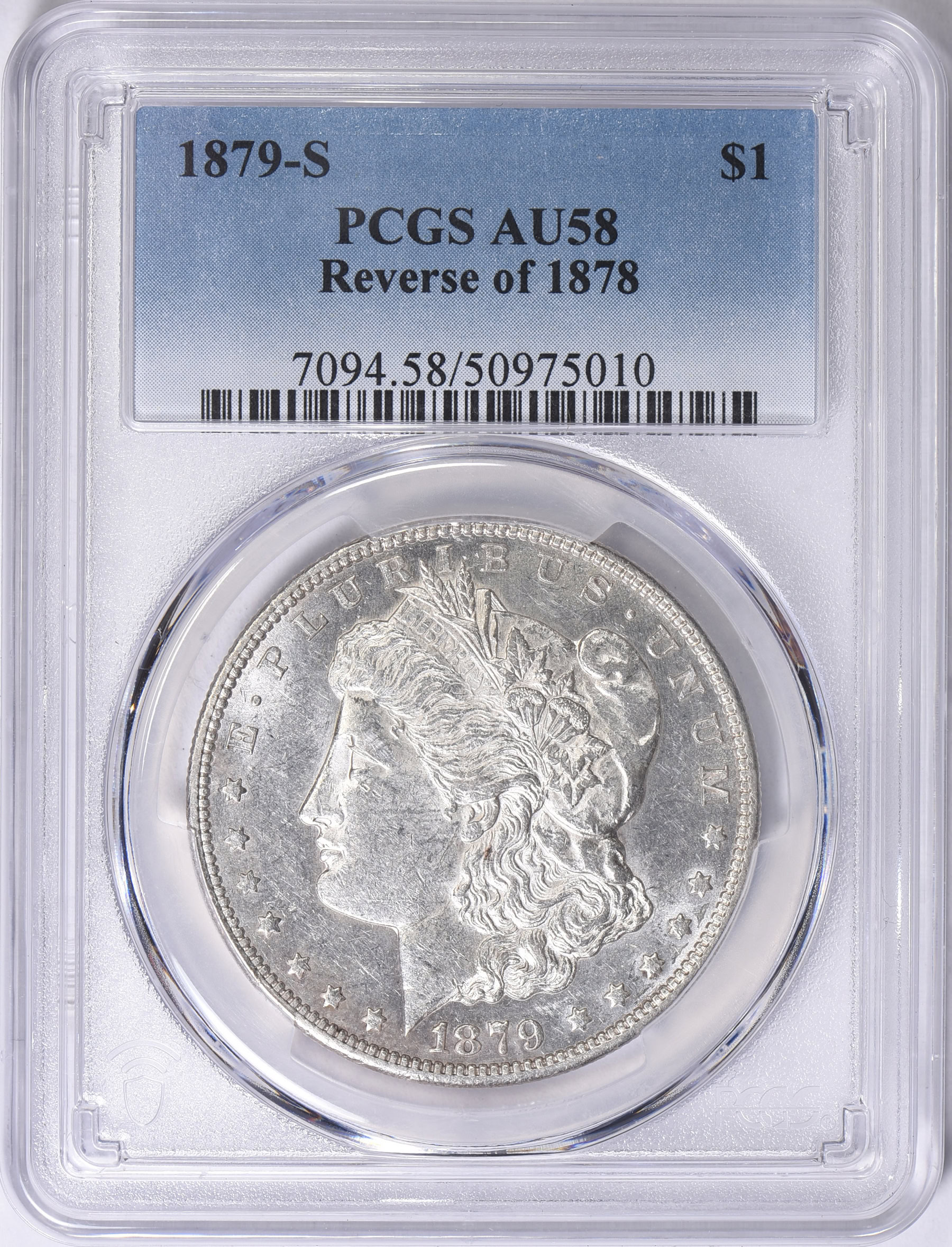 1879-S Morgan Silver Dollar Reverse of 1878 PCGS AU-58 (Item 1739828) | GreatCollections Coin ...