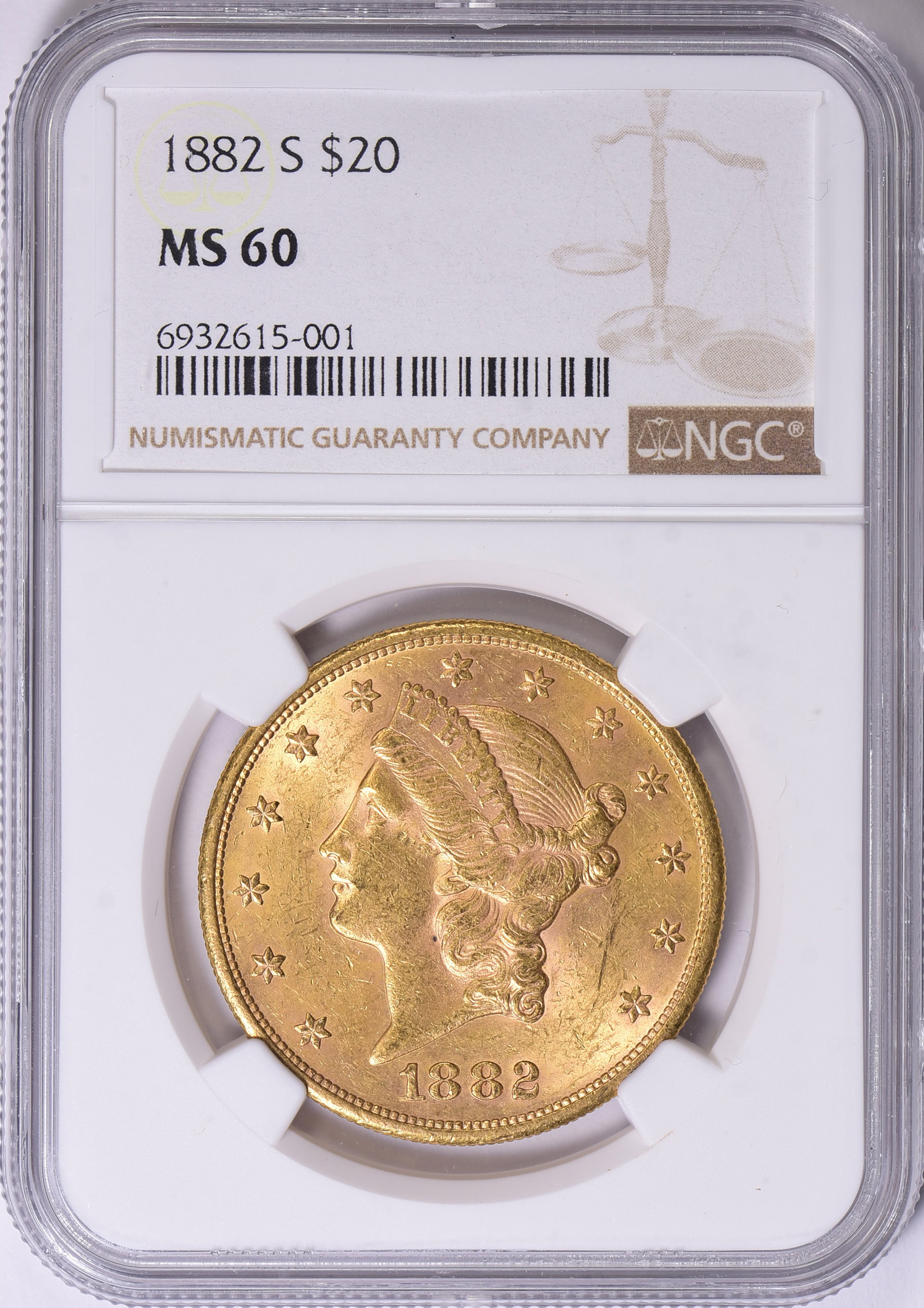 1882-S Liberty Gold Double Eagle NGC MS-60 (Item 1739887) | GreatCollections Coin Auctions