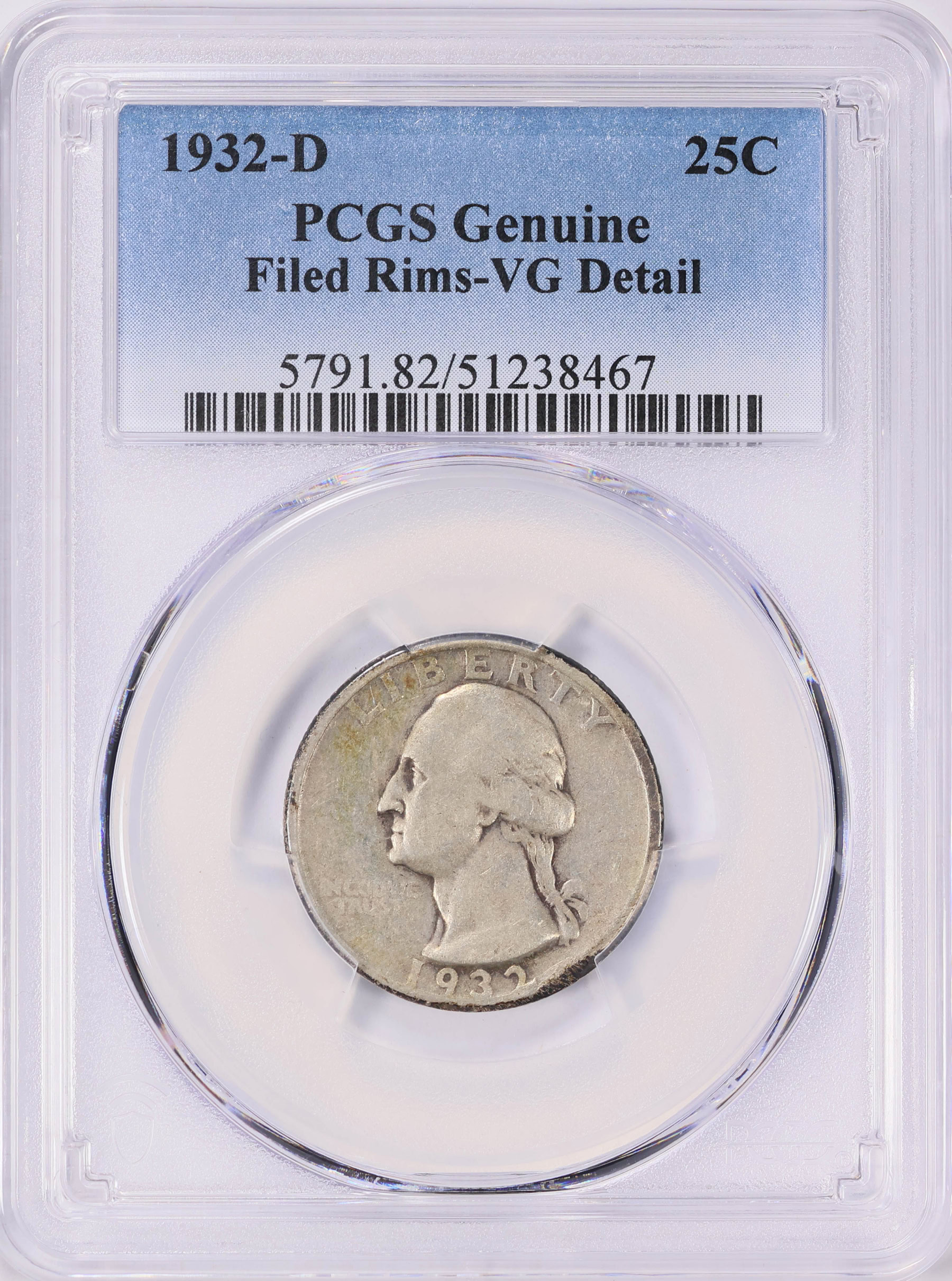 1932-D Washington Quarter PCGS Genuine VG Details (Item 1739966) | GreatCollections Coin Auctions