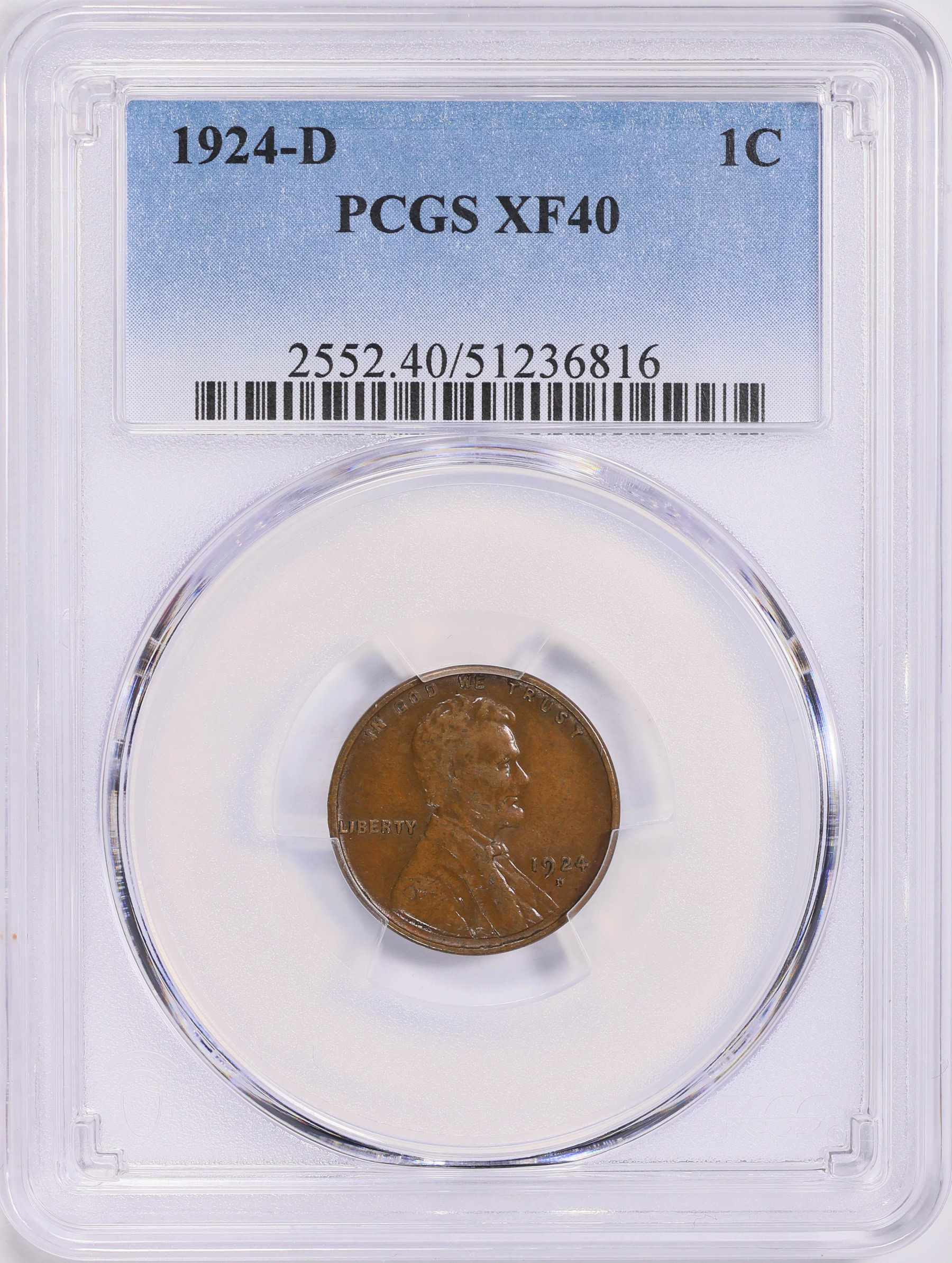 1924-D Lincoln Cent PCGS XF-40 BN (Item 1739975) | GreatCollections Coin Auctions