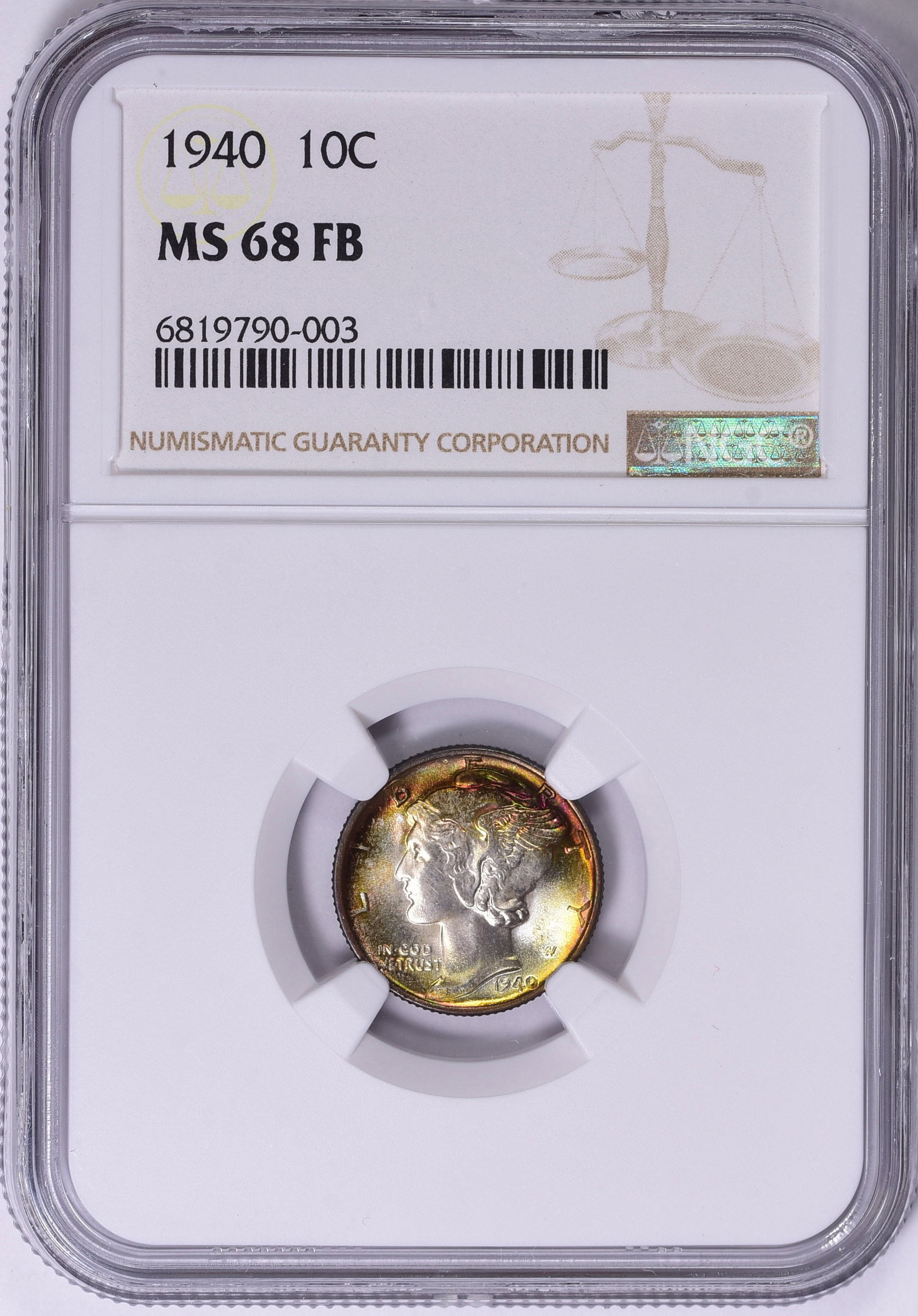 1940 Mercury Dime NGC MS-68 FB (Toned) (Item 1739984) | GreatCollections Coin Auctions