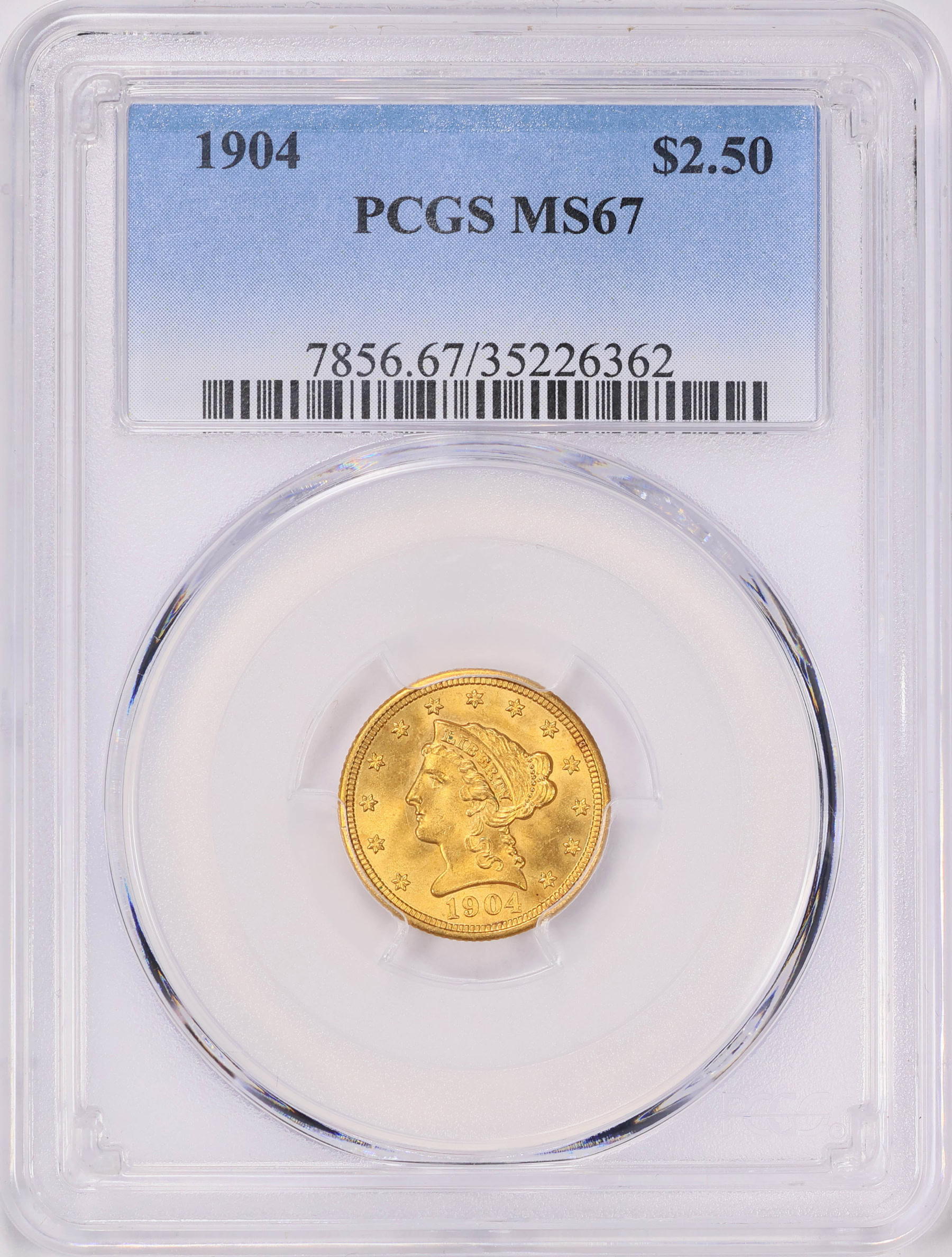 1904 Liberty Gold Quarter Eagle PCGS MS-67 (Item 1739990) | GreatCollections Coin Auctions