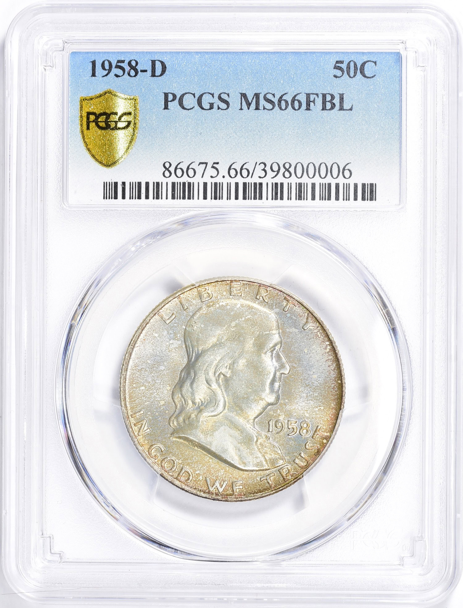 1958-D Franklin Half Dollar PCGS MS-66 FBL (Toned) (Item 1740027 ...