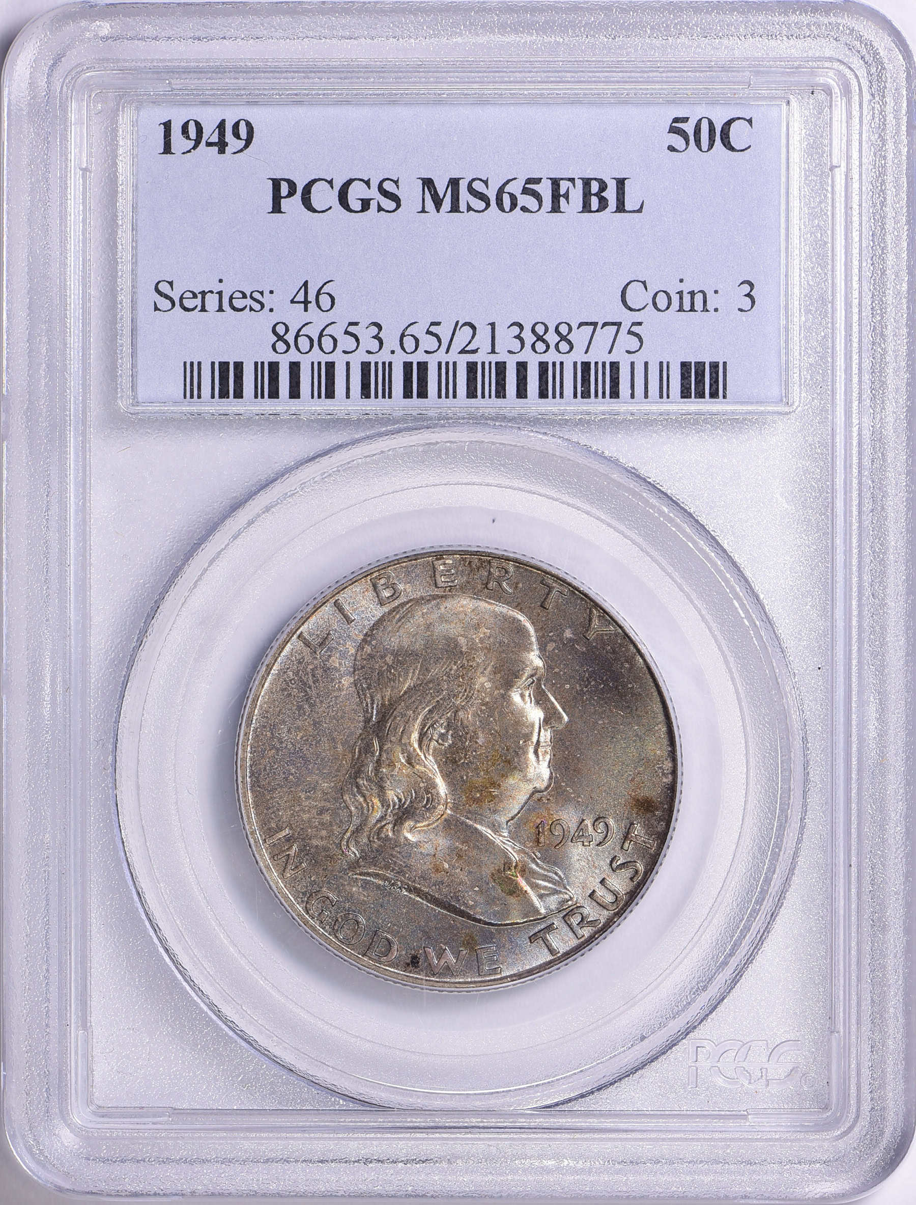1949 Franklin Half Dollar PCGS MS-65 FBL (Toned) (Item 1740046 ...