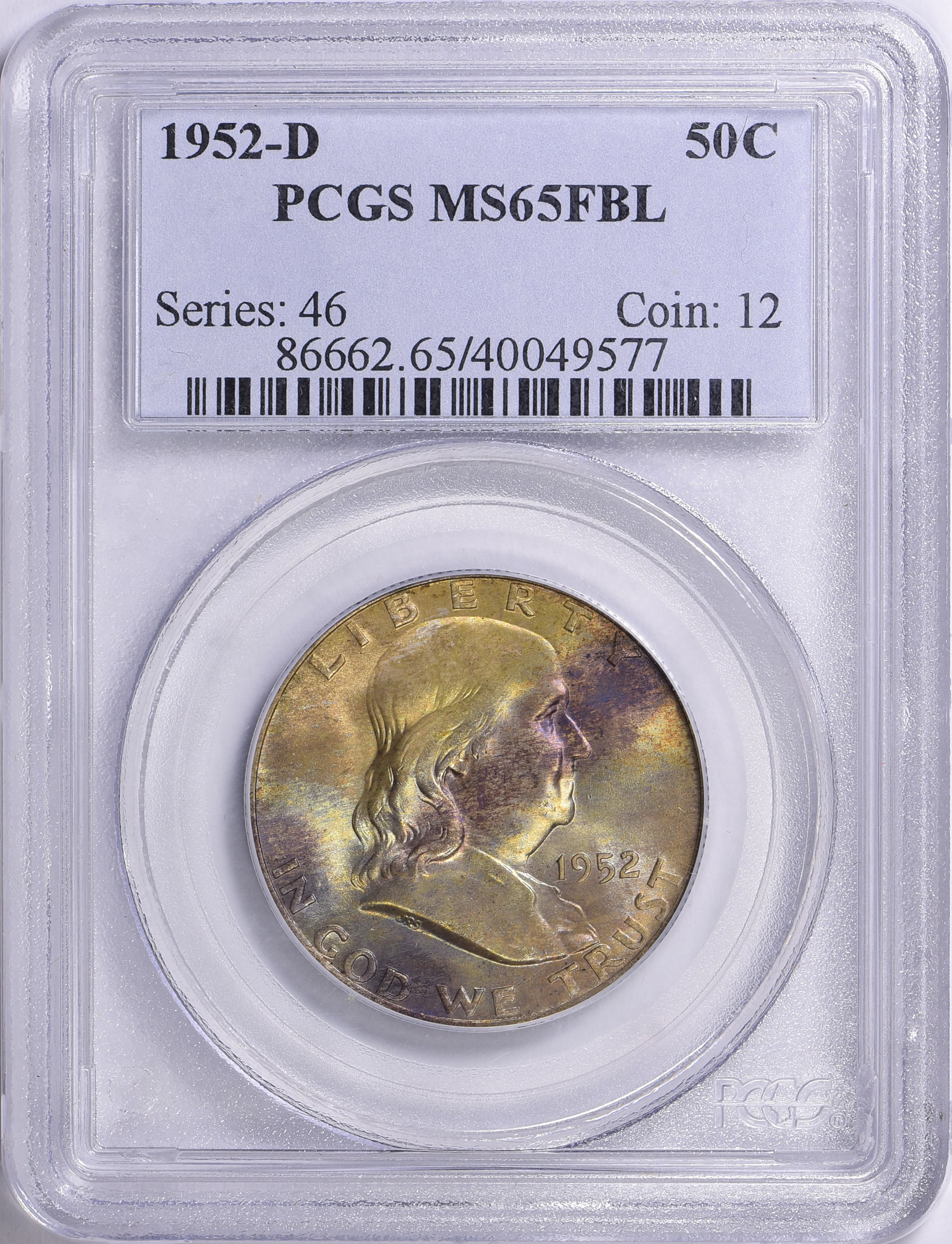 1952-D Franklin Half Dollar PCGS MS-65 FBL (Toned) (Item 1740048 ...