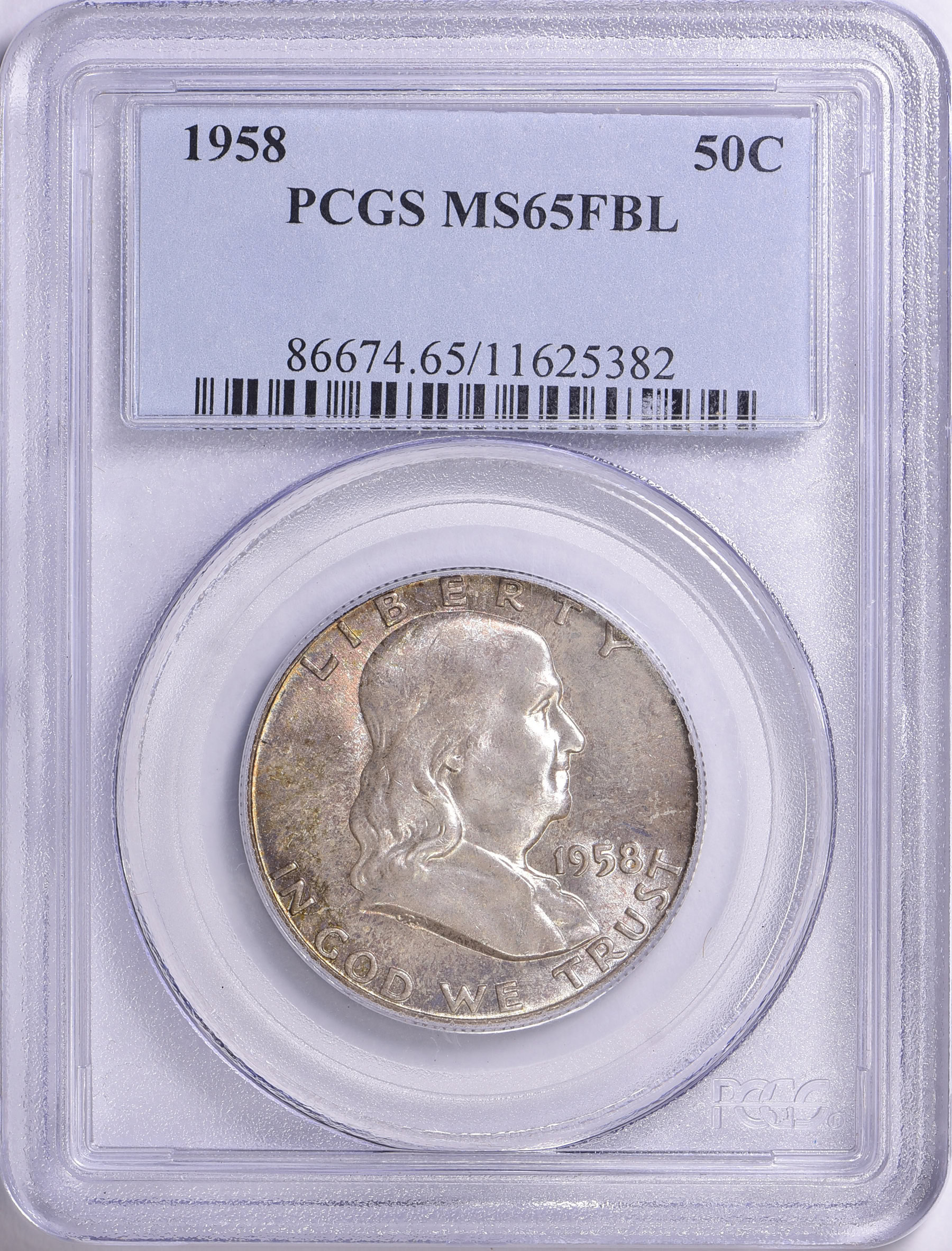 1958 Franklin Half Dollar PCGS MS-65 FBL (Toned) (Item 1740053 ...