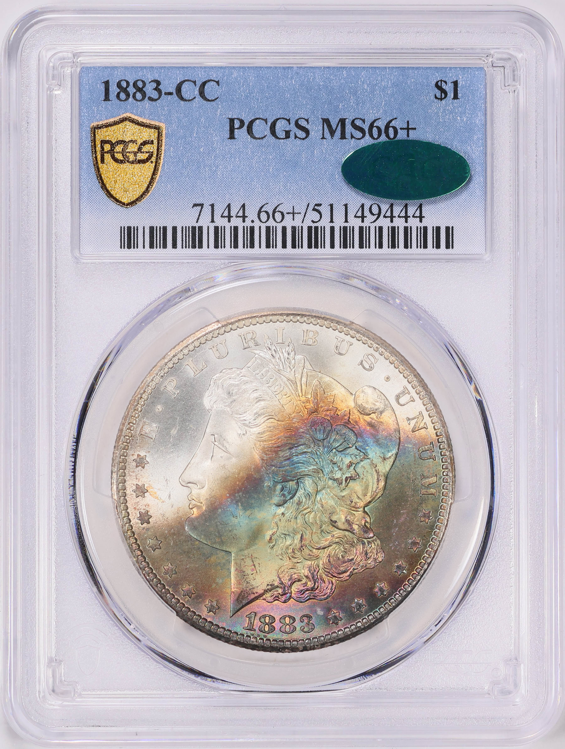1883-CC Morgan Silver Dollar PCGS MS-66+ (CAC Green) (Toned) (Item 1740058) | GreatCollections ...