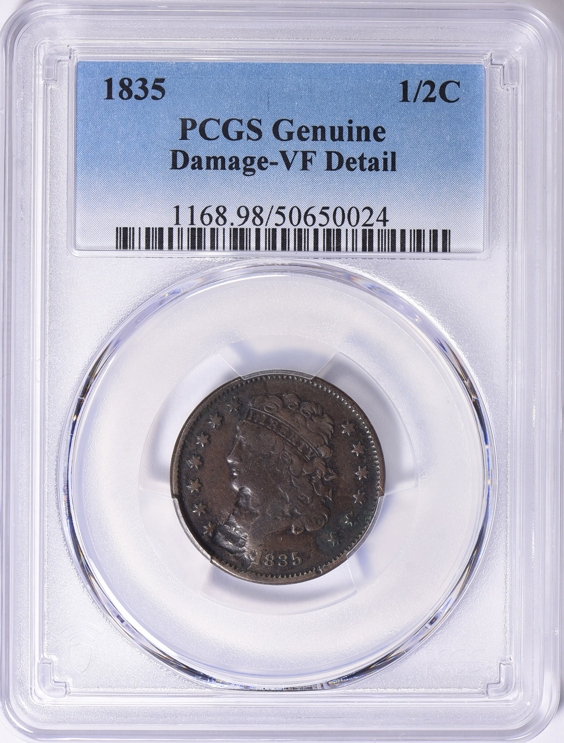 1835 Classic Half Cent PCGS Genuine VF Details (Item 1740134 ...