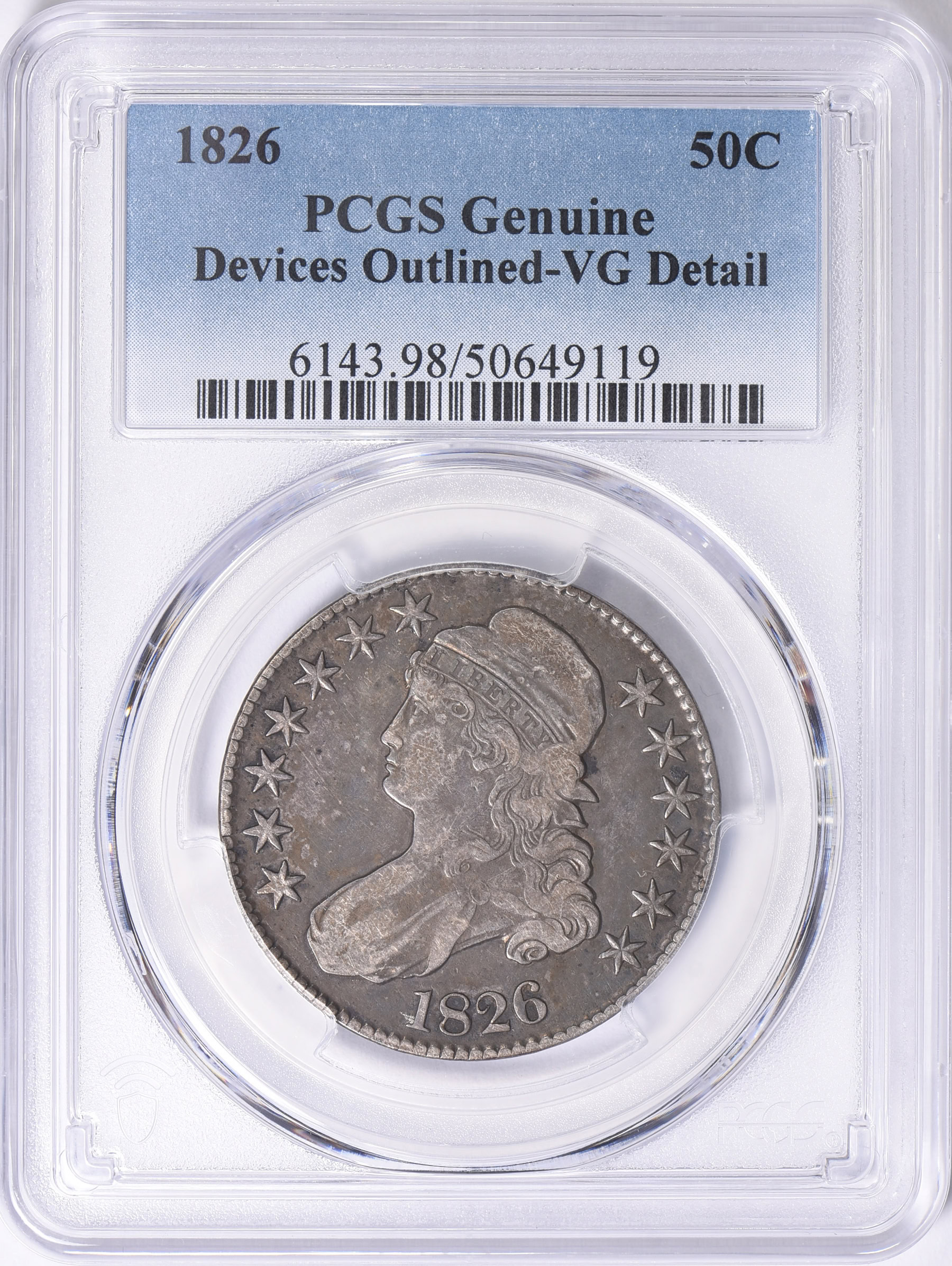 1826 Capped Bust Half Dollar PCGS Genuine VG Details (Item 1740156) | GreatCollections Coin Auctions