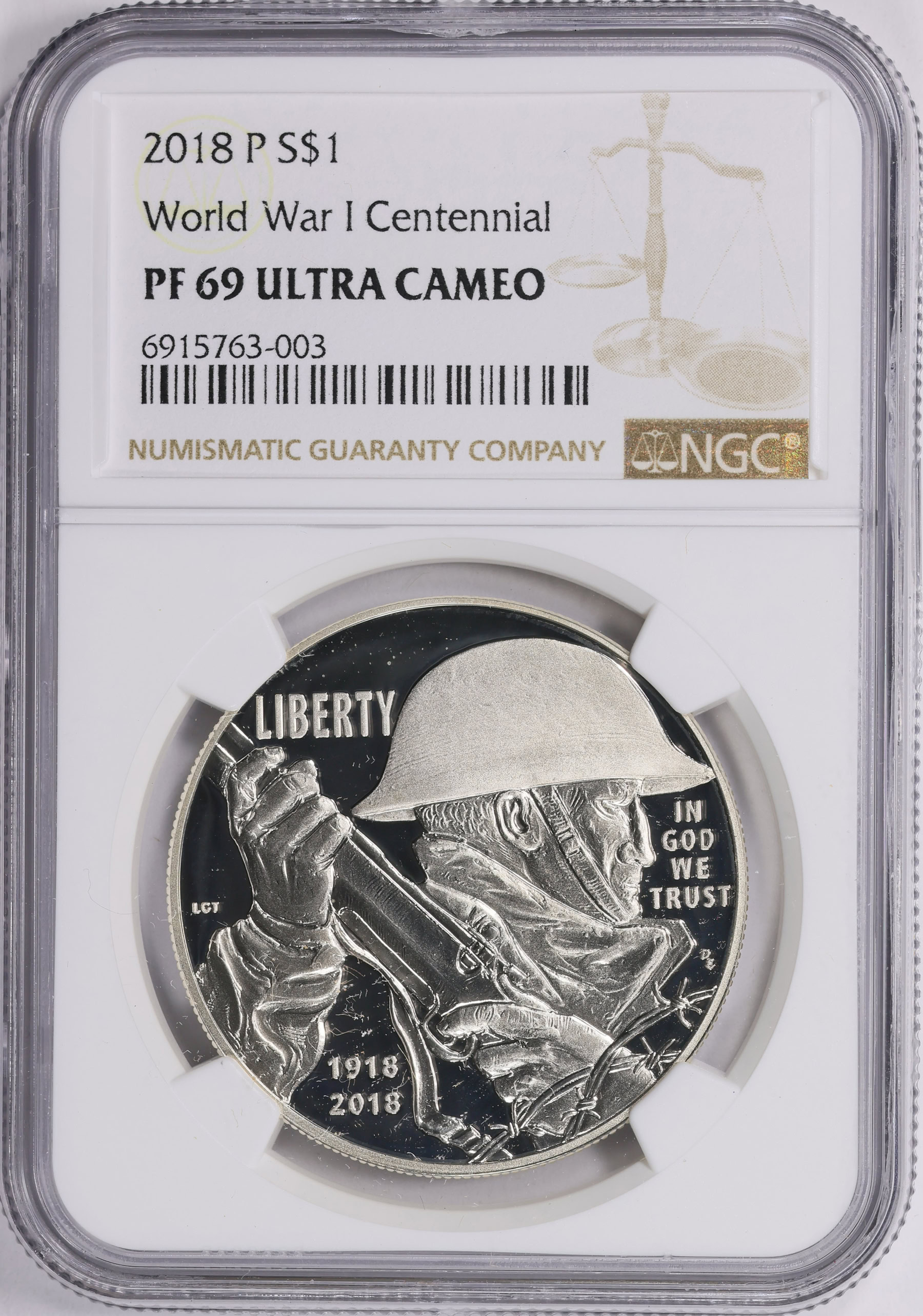 2018-P World War I WWI Centennial Silver Dollar NGC Proof-69 UC (Item ...