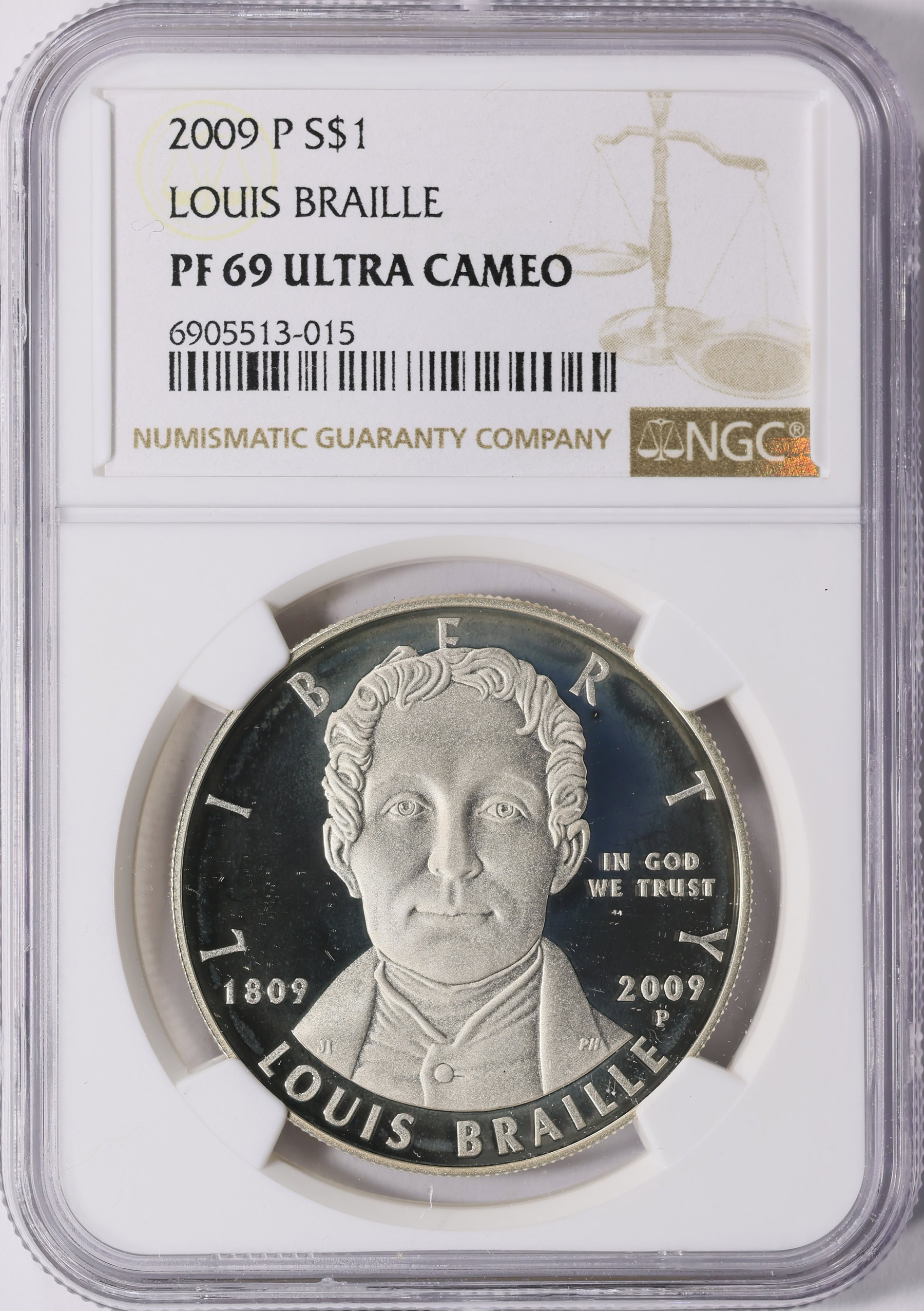 2009-P Louis Braille Bicentennial Silver Dollar NGC Proof-69 UC (Item ...