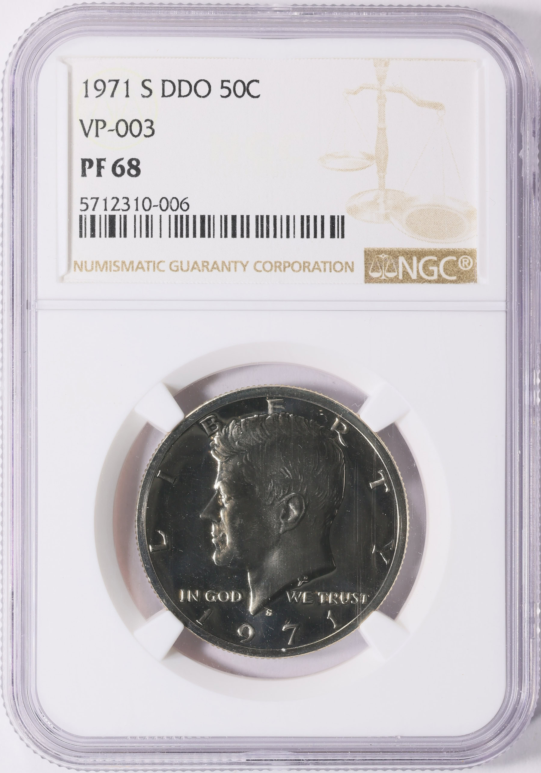1971-S Kennedy Half Dollar DDO VP-003 NGC Proof-68 (Item 1740544 ...