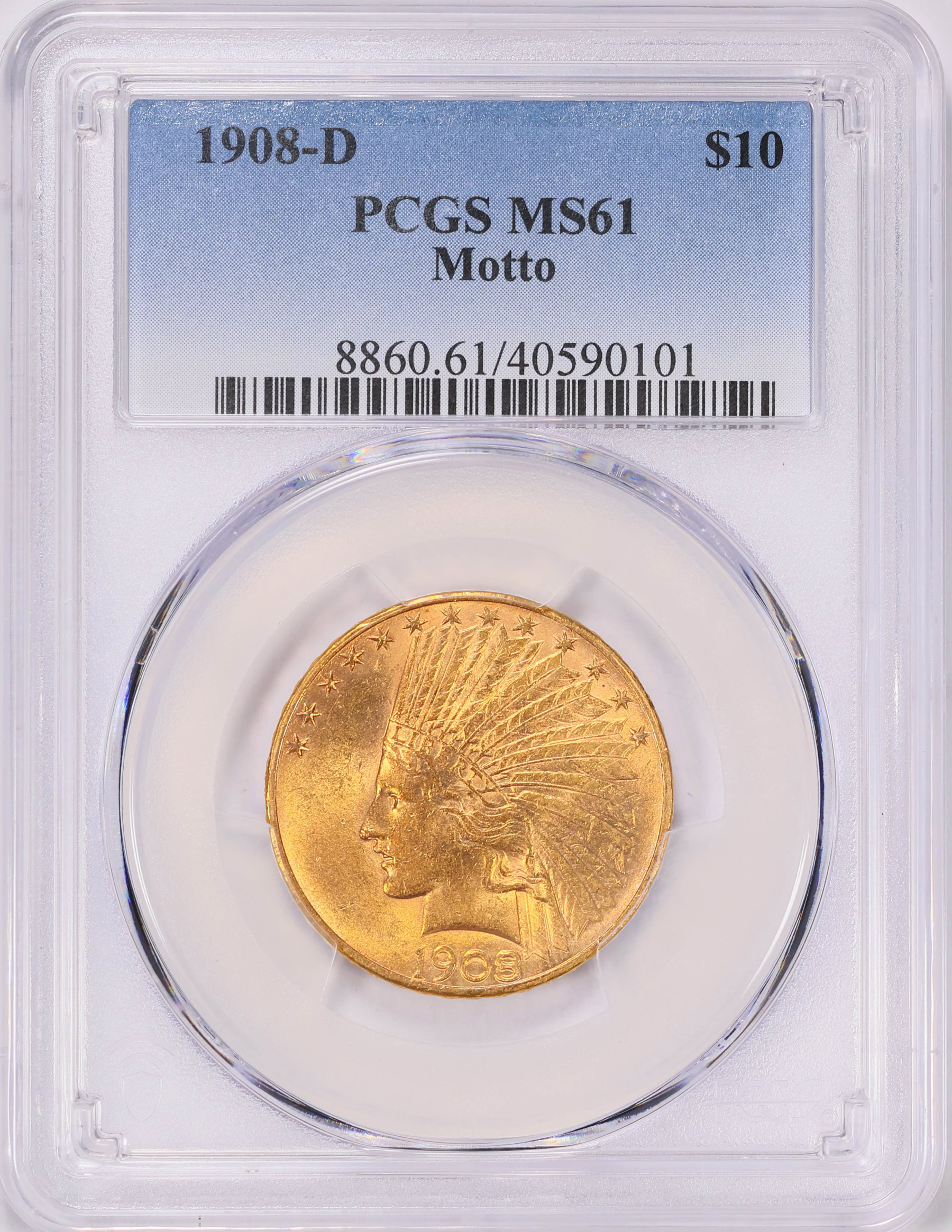 1908-D Indian Gold Eagle Motto PCGS MS-61 (Item 1740643 ...