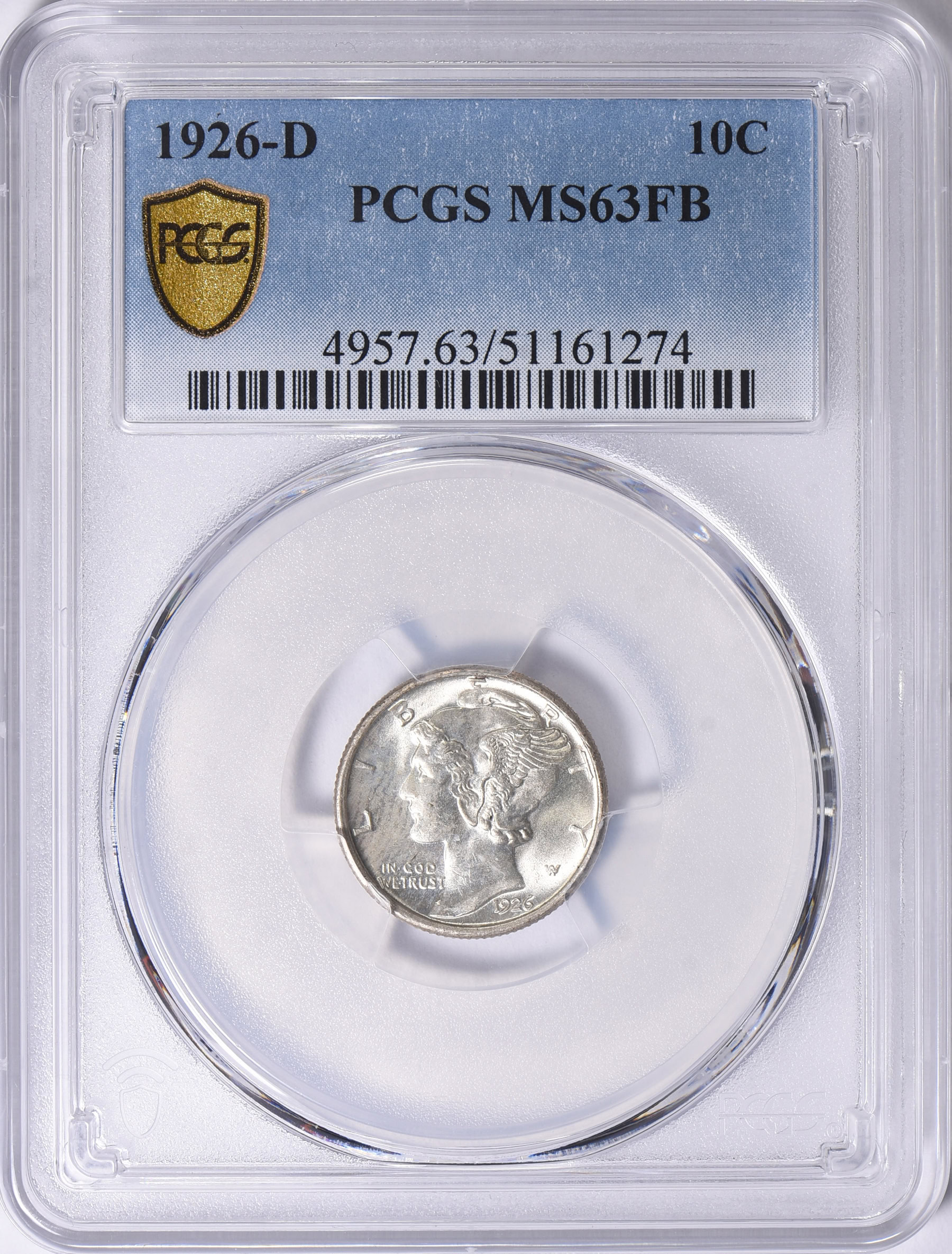 1926-D Mercury Dime PCGS MS-63 FB (Item 1740693) | GreatCollections Coin Auctions