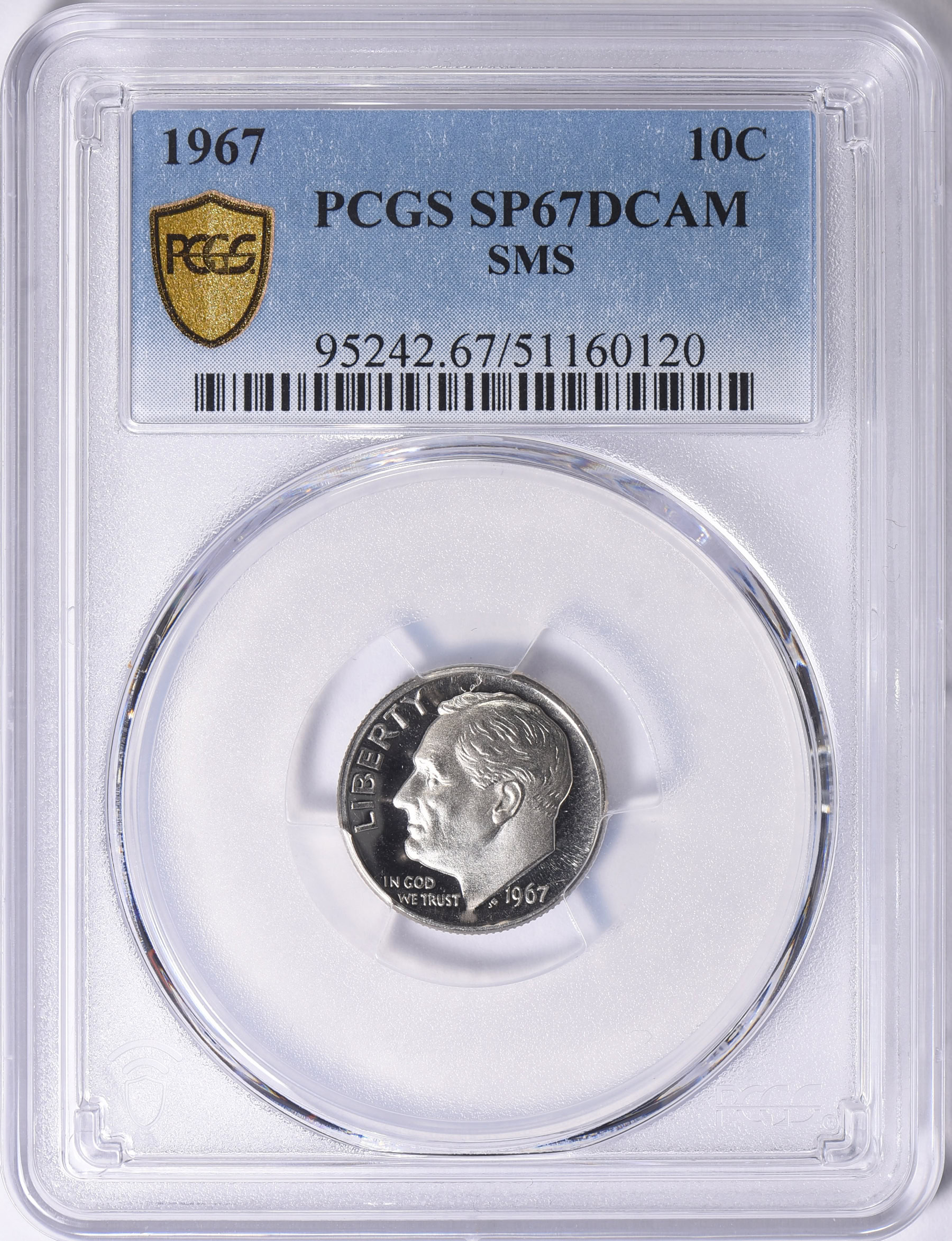 1967 Roosevelt Dime SMS PCGS SP-67 DCAM (Item 1740695 ...