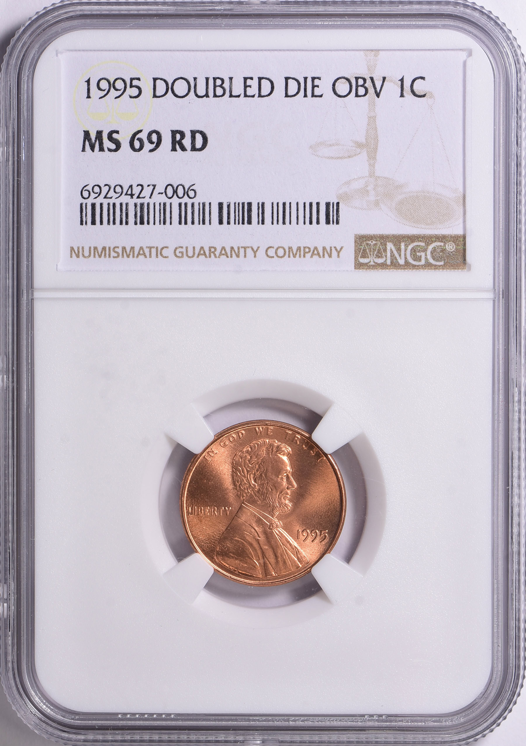 1995 Lincoln Cent Doubled Die Obverse NGC MS-69 RD (Item 1740697 ...