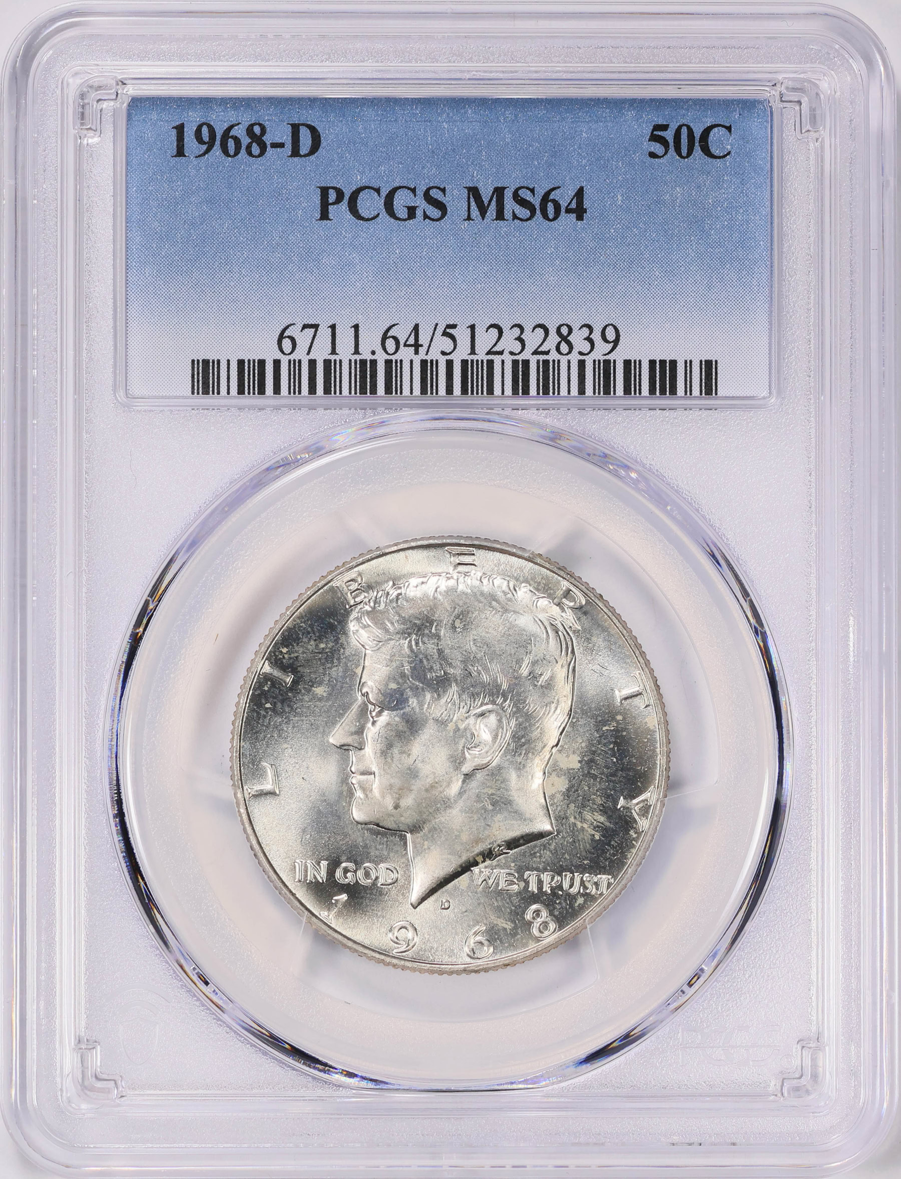 1968-D Kennedy Half Dollar PCGS MS-64 (Item 1740715) | GreatCollections ...