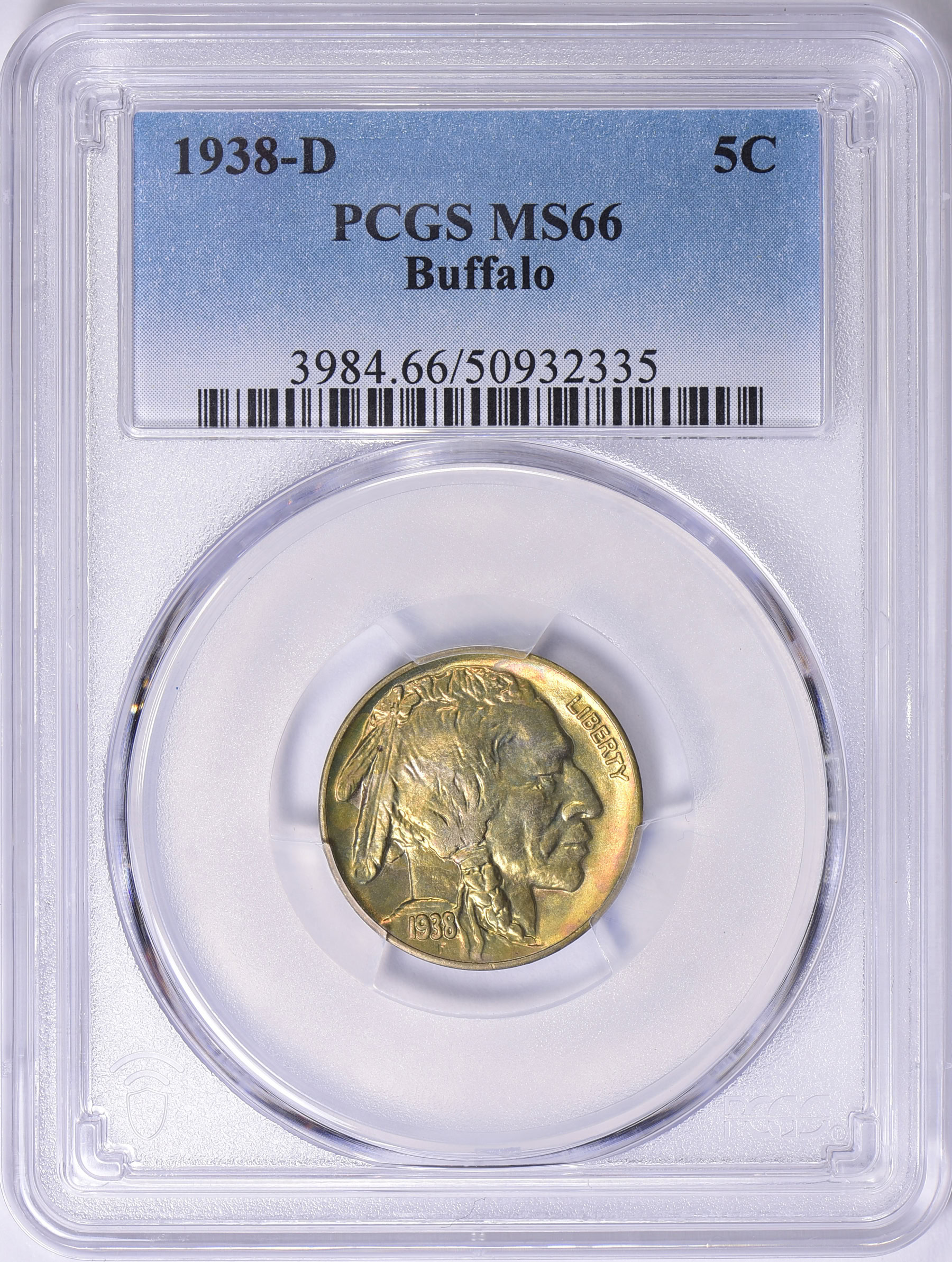 1938-D Buffalo Nickel PCGS MS-66 (Toned) (Item 1740725) | GreatCollections Coin Auctions