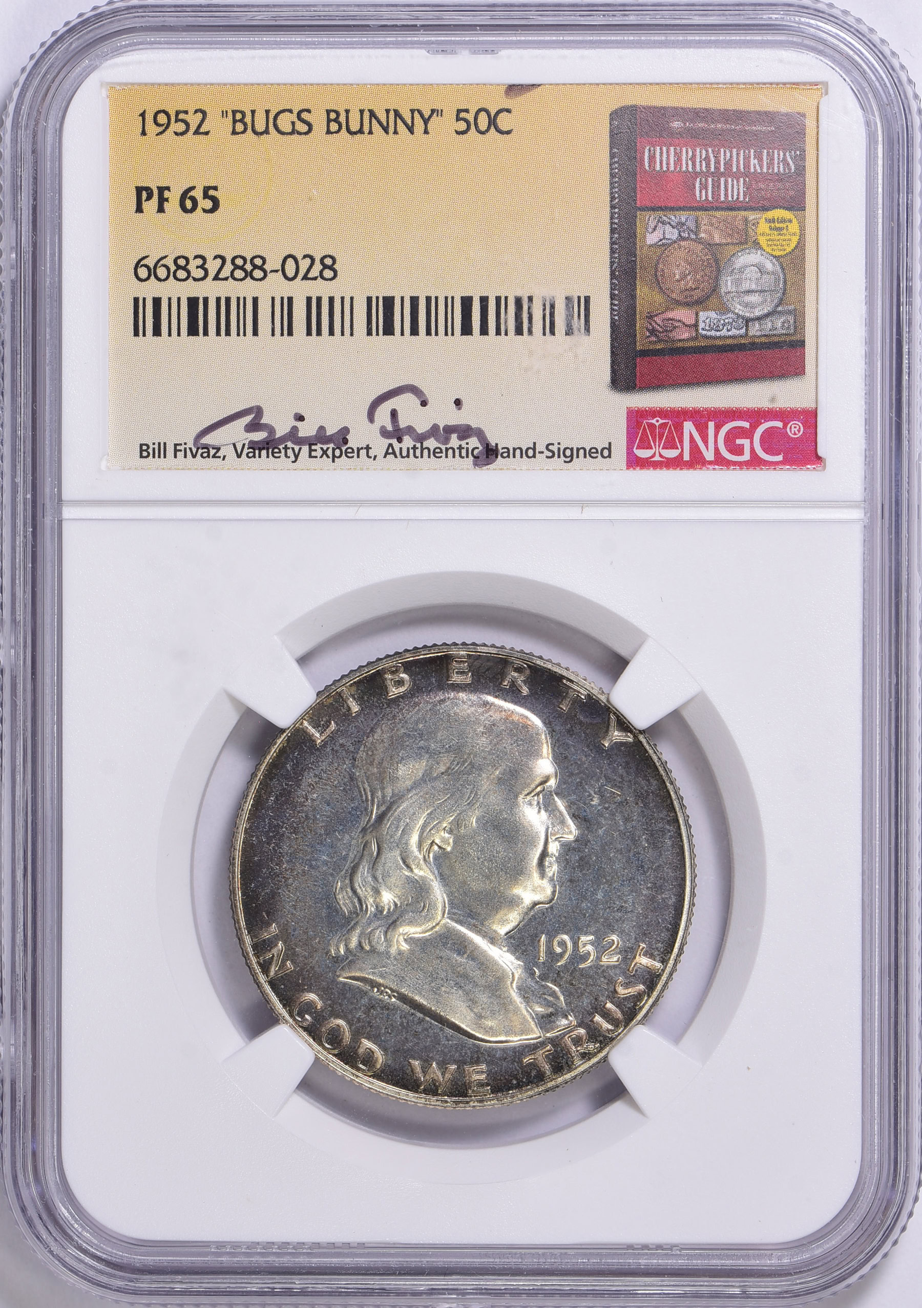 1952 Franklin Half Dollar Bugs Bunny NGC Proof-65 (Toned) (Bill Fivaz ...