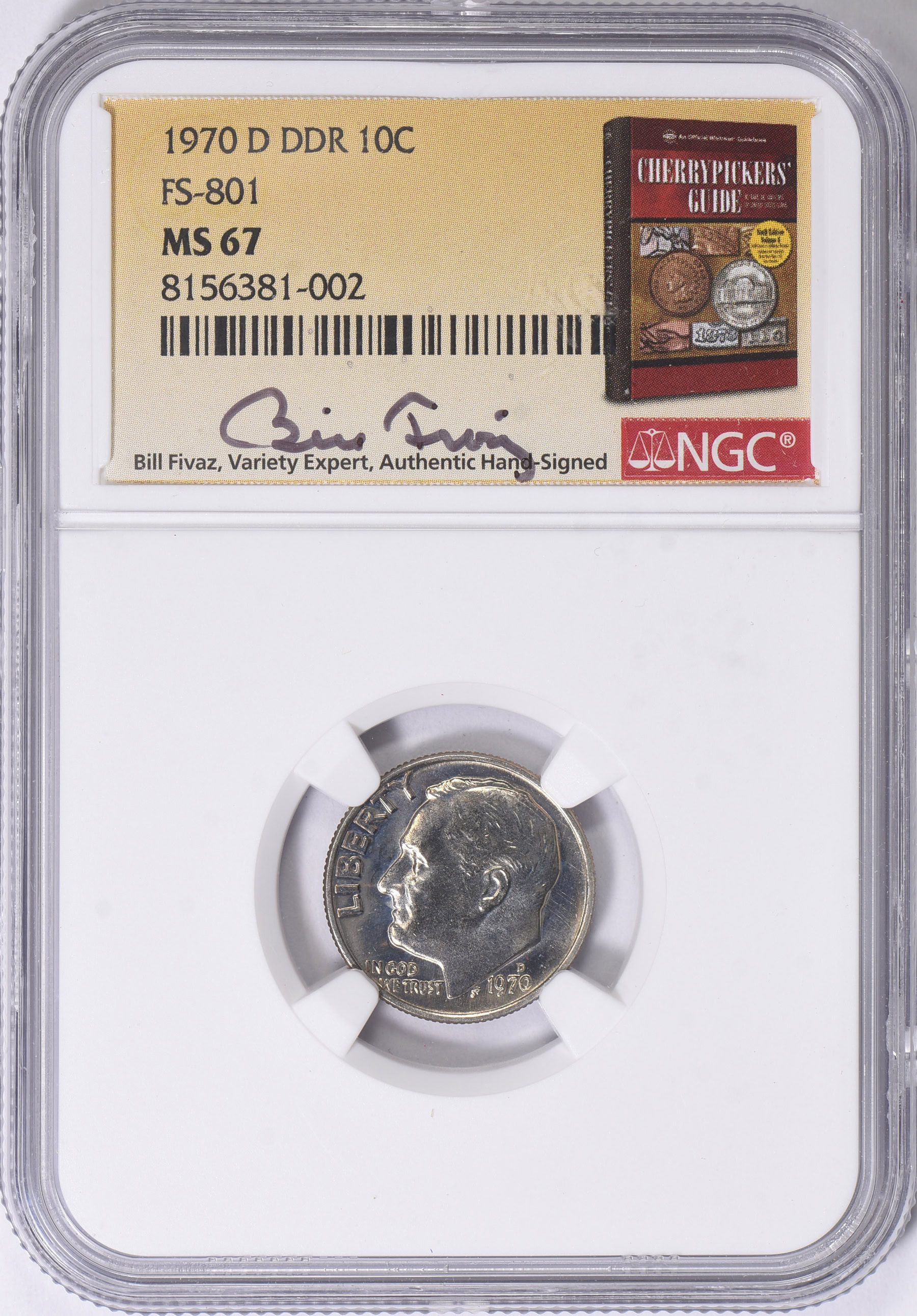 1970-D Roosevelt Dime Doubled Die Reverse FS-801 NGC MS-67 (Bill Fivaz ...