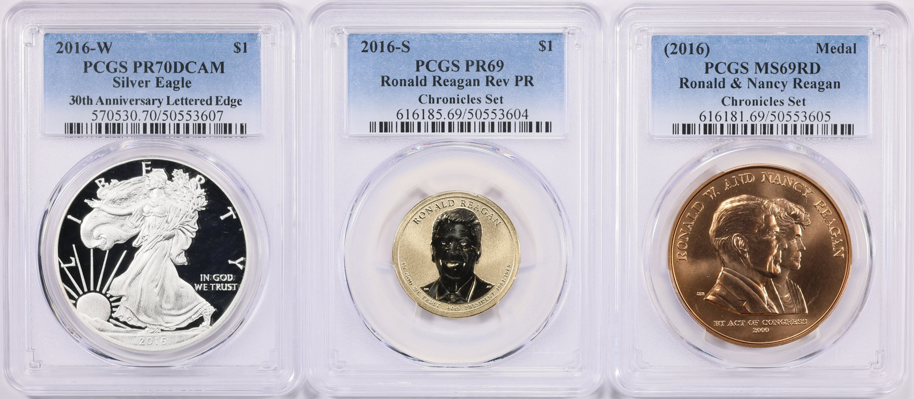 2016-S Presidential Dollar Ronald Reagan Reverse Proof, 2016-W Proof ...