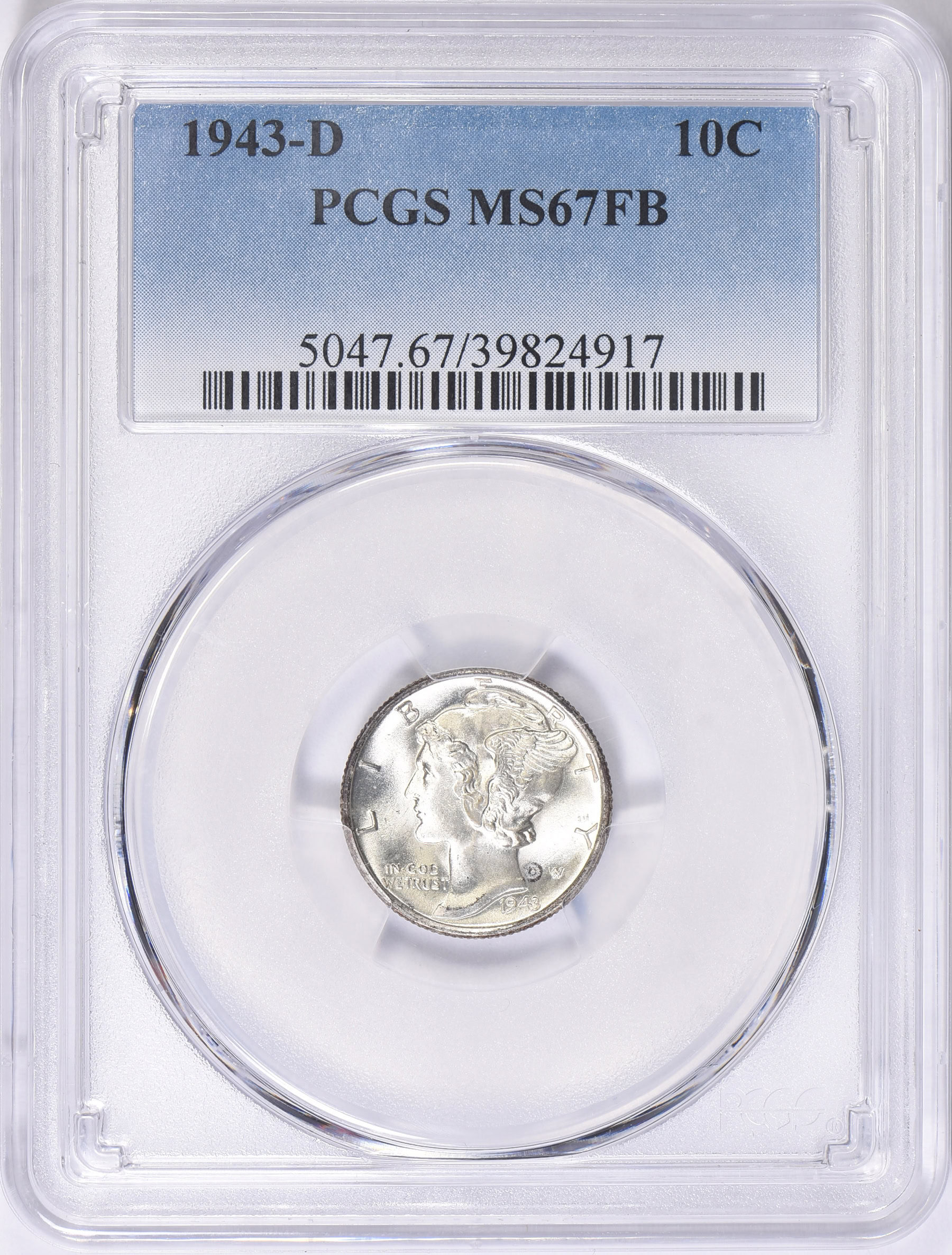 1943-D Mercury Dime PCGS MS-67 FB (Item 1740912) | GreatCollections Coin Auctions