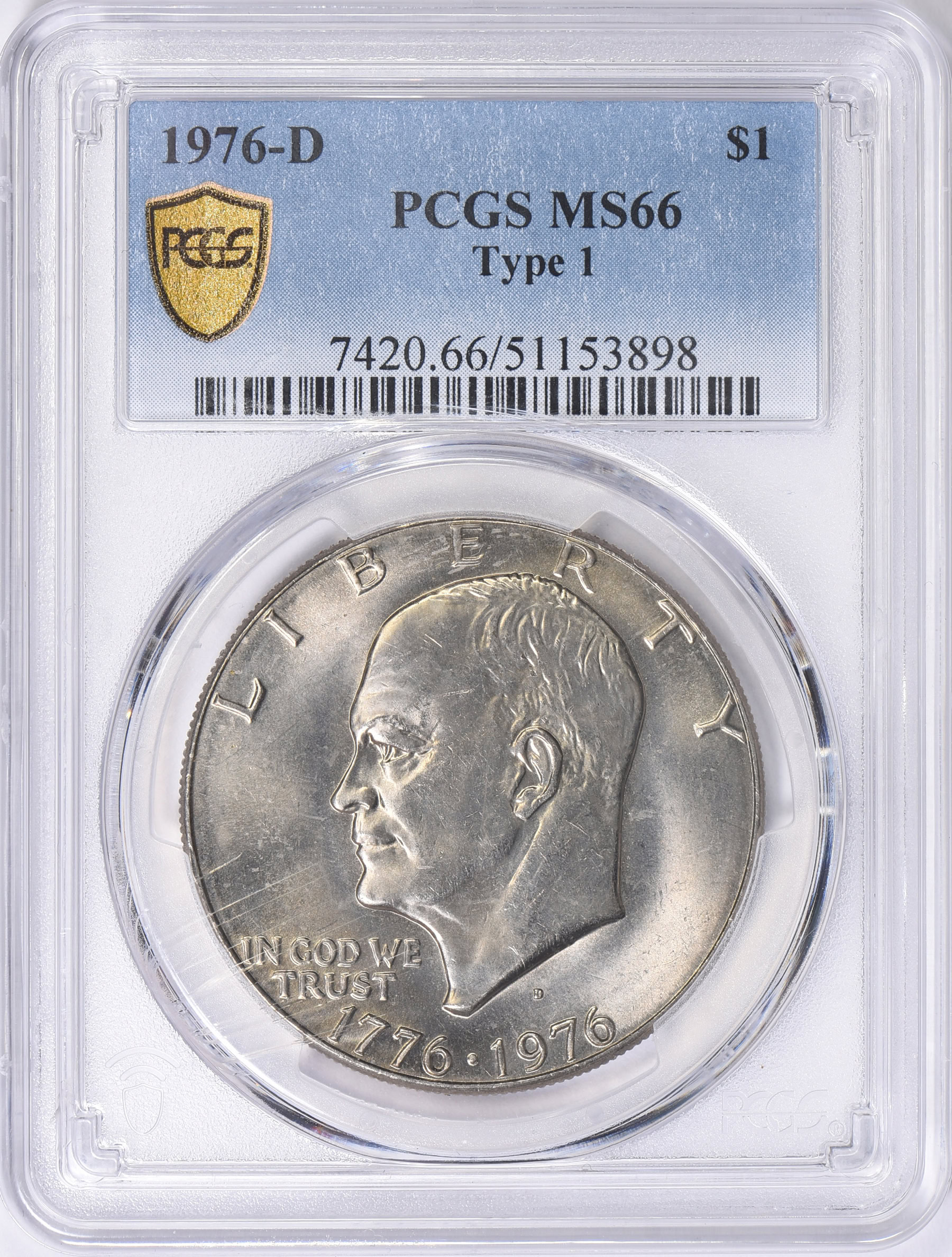 1976-D Eisenhower Dollar Type 1 PCGS MS-66 (Item 1740920) | GreatCollections Coin Auctions