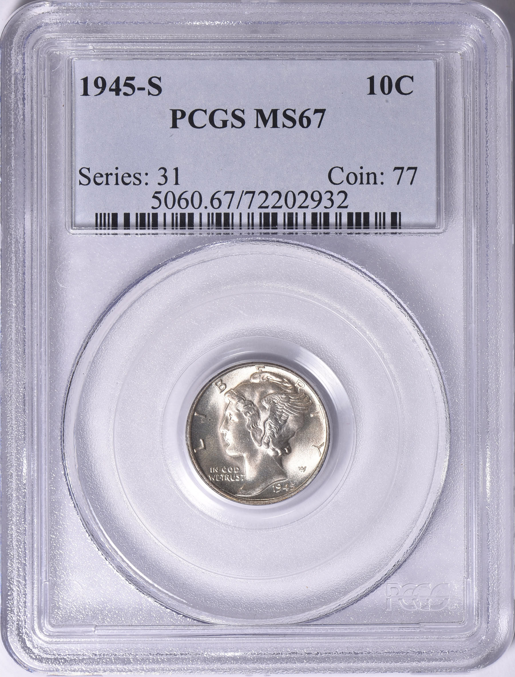 1945-S Mercury Dime PCGS MS-67 (Item 1741020) | GreatCollections Coin Auctions