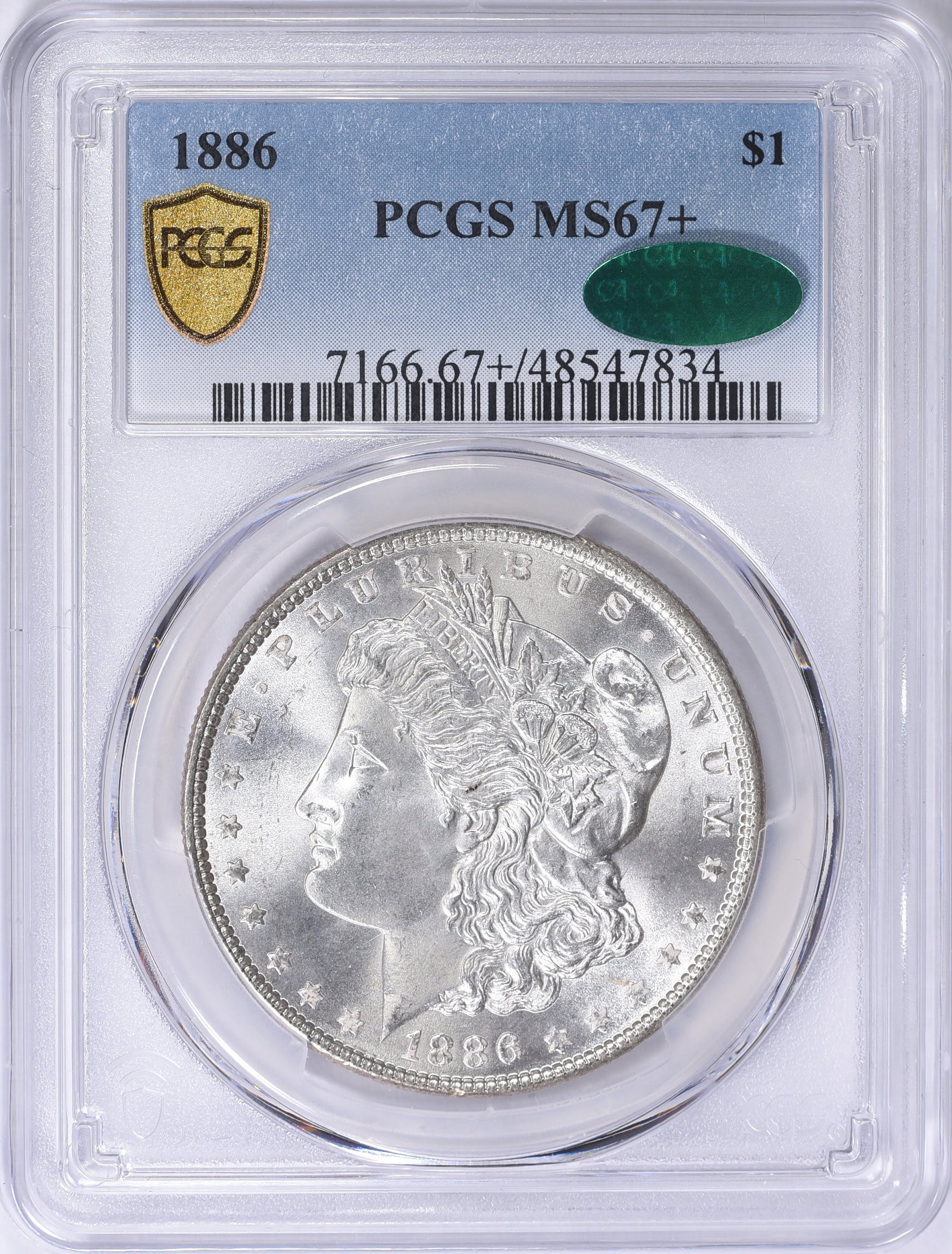 1886 Morgan Silver Dollar PCGS MS-67+ (CAC Green) (Item 1741108) | GreatCollections Coin Auctions