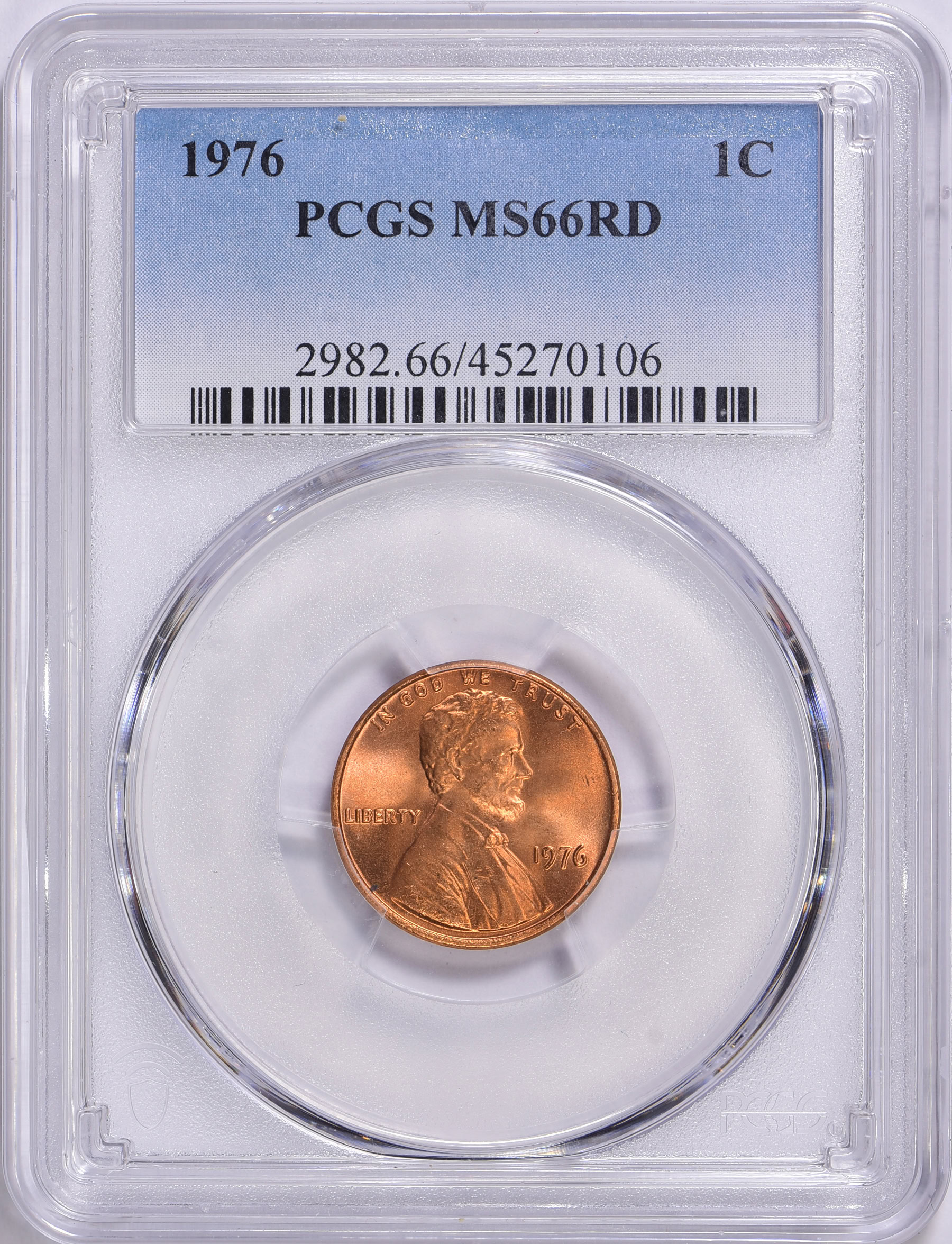 1976 Lincoln Cent PCGS MS-66 RD (Item 1741249) | GreatCollections Coin ...
