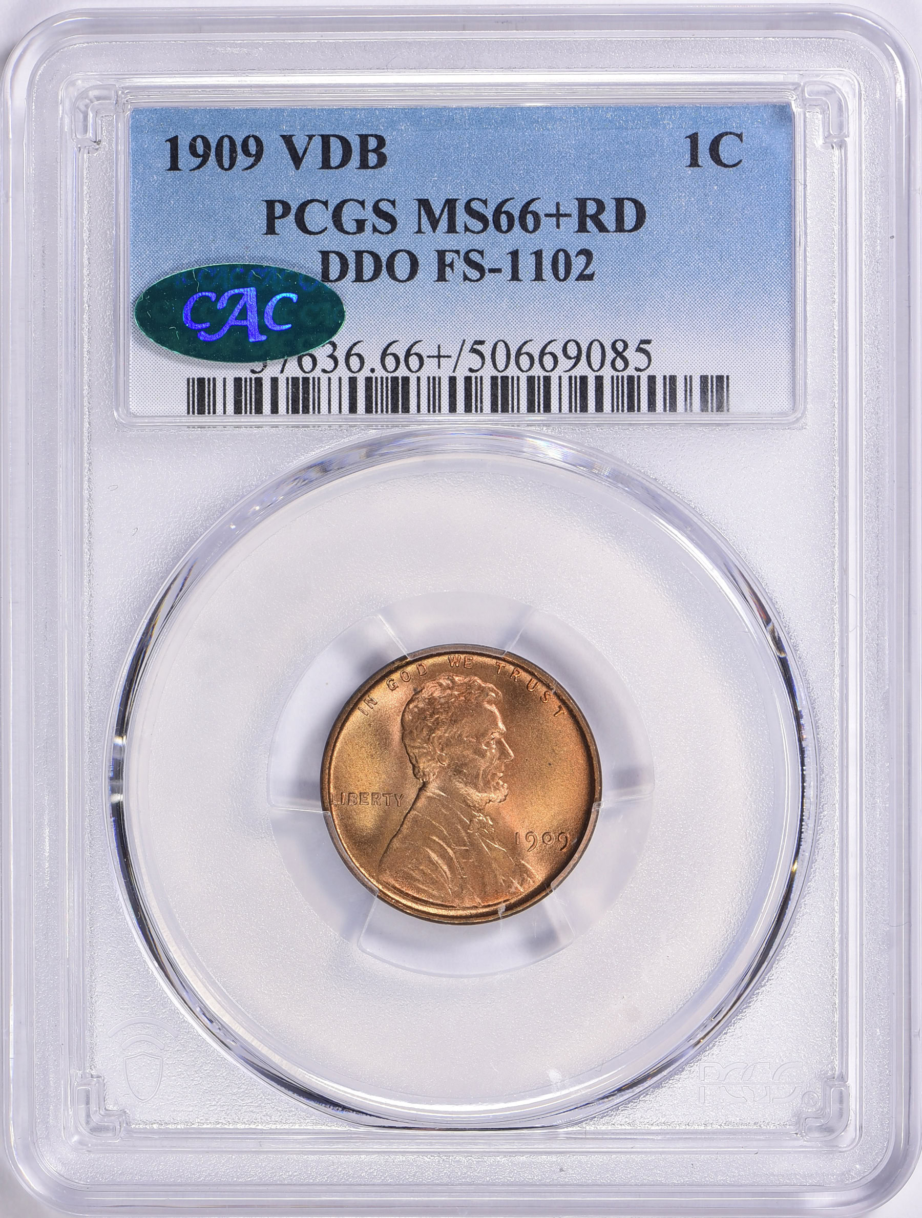 1909 VDB Lincoln Cent Doubled Die Obverse FS-1102 PCGS MS-66+ RD (CAC Green) (Item 1741328 ...