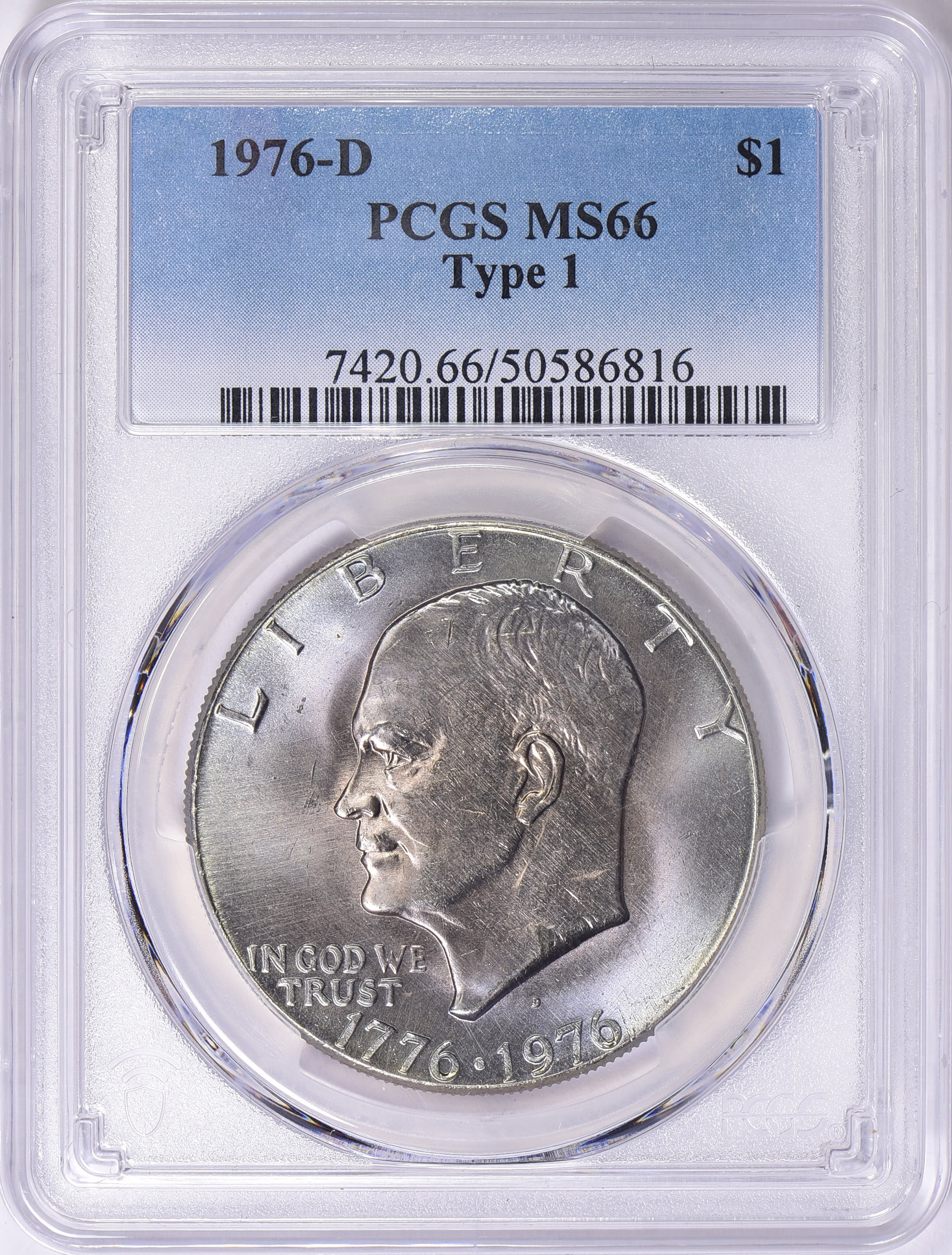 1976-D Eisenhower Dollar Type 1 PCGS MS-66 (Toned) (Item 1741330) | GreatCollections Coin Auctions