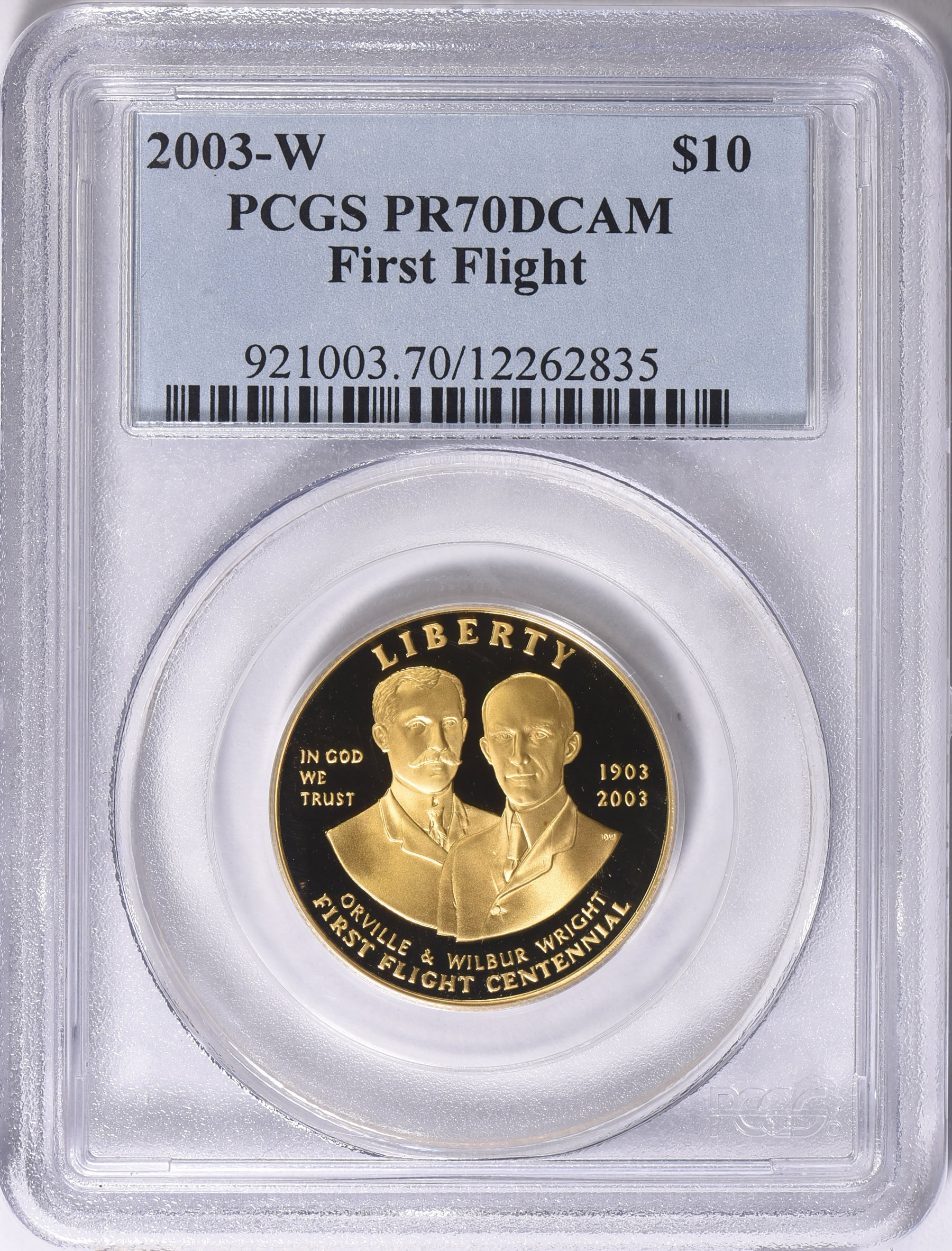 2003-W First Flight Centennial Gold $10 PCGS Proof-70 DCAM | PCGS Cert ...