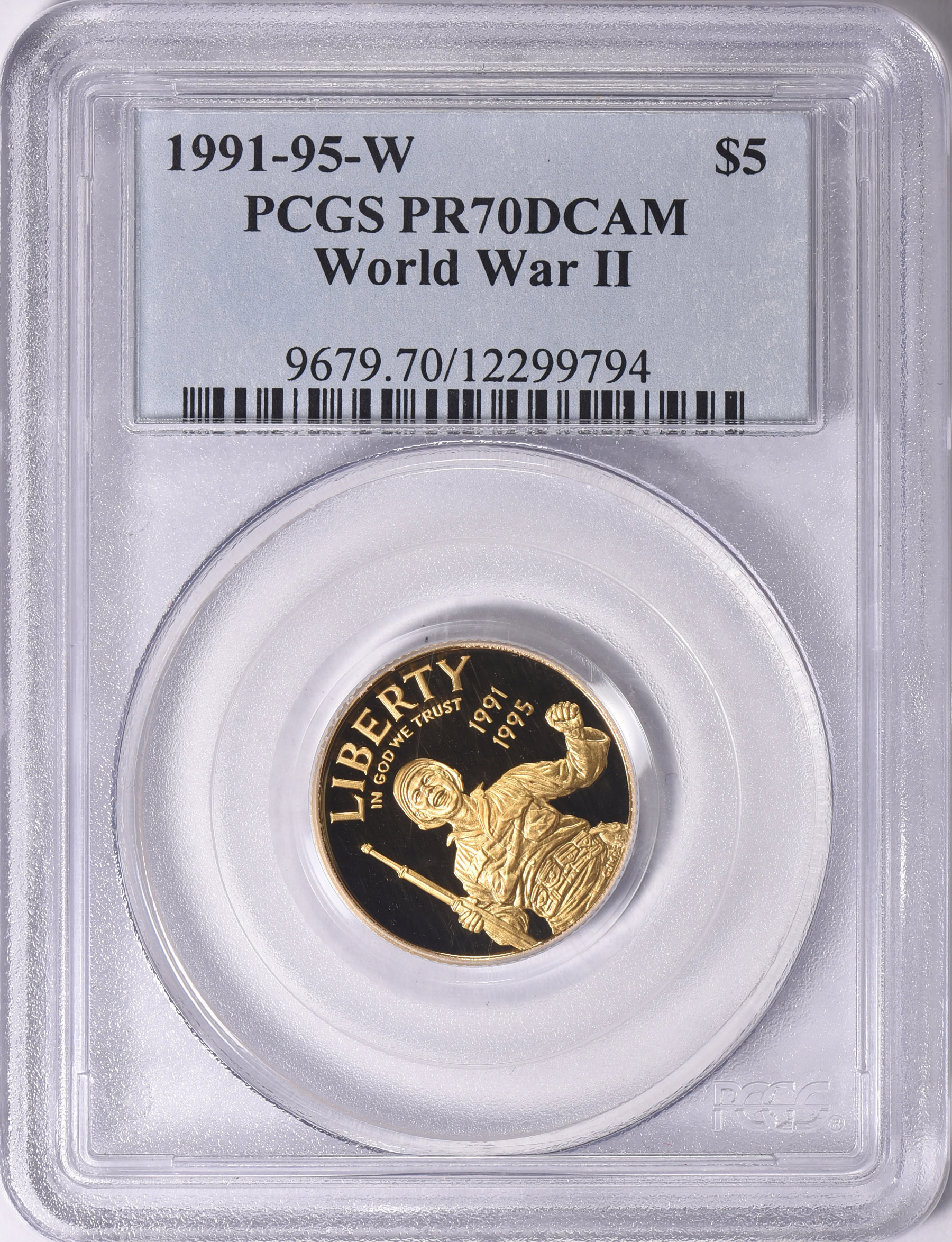 1991-95-W 50th Anniversary of World War II Gold $5 PCGS Proof-70 DCAM ...