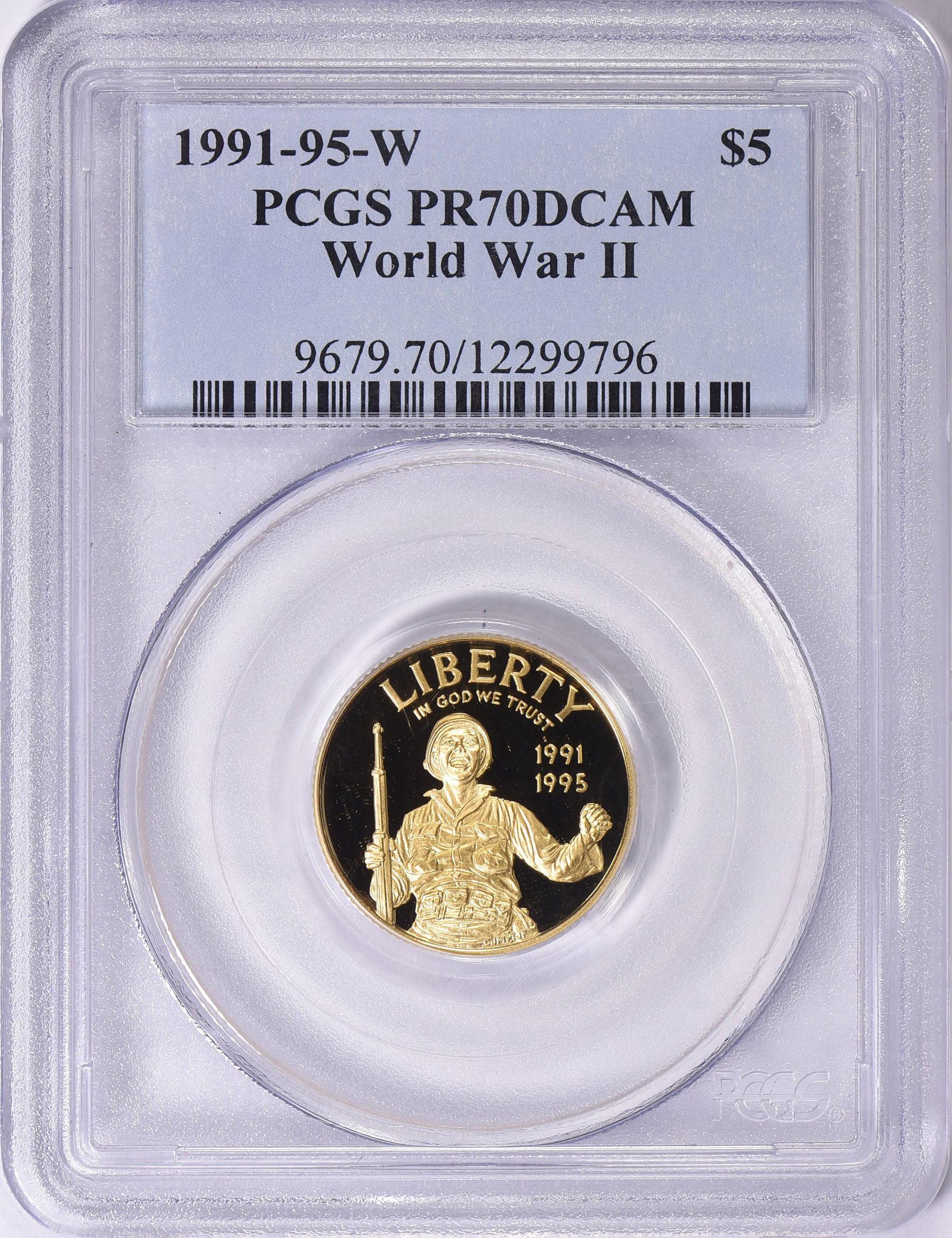 1991-95-W 50th Anniversary of World War II Gold $5 PCGS Proof-70 DCAM ...