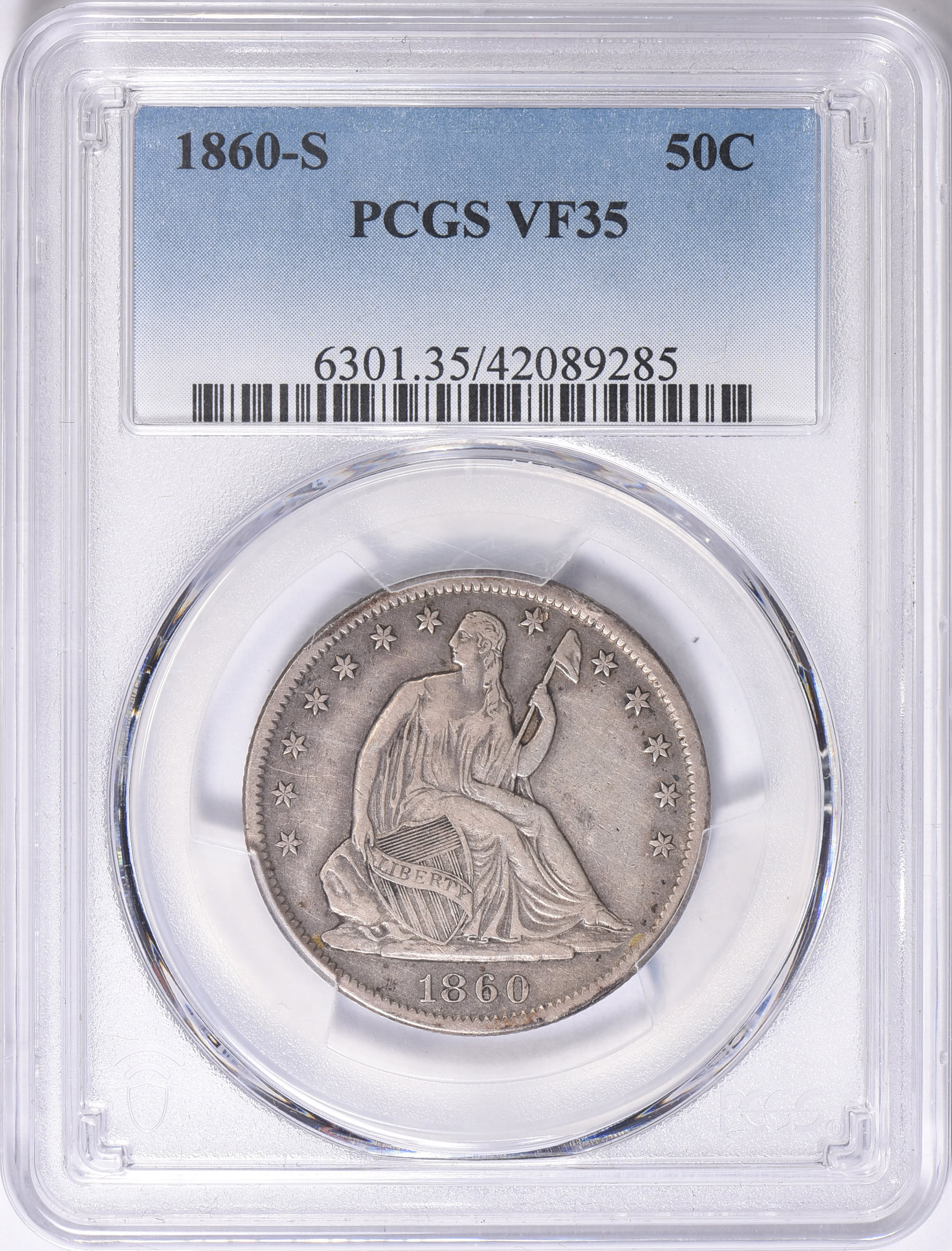 1860-S Seated Liberty Half Dollar PCGS VF-35 (Item 1741499) | GreatCollections Coin Auctions