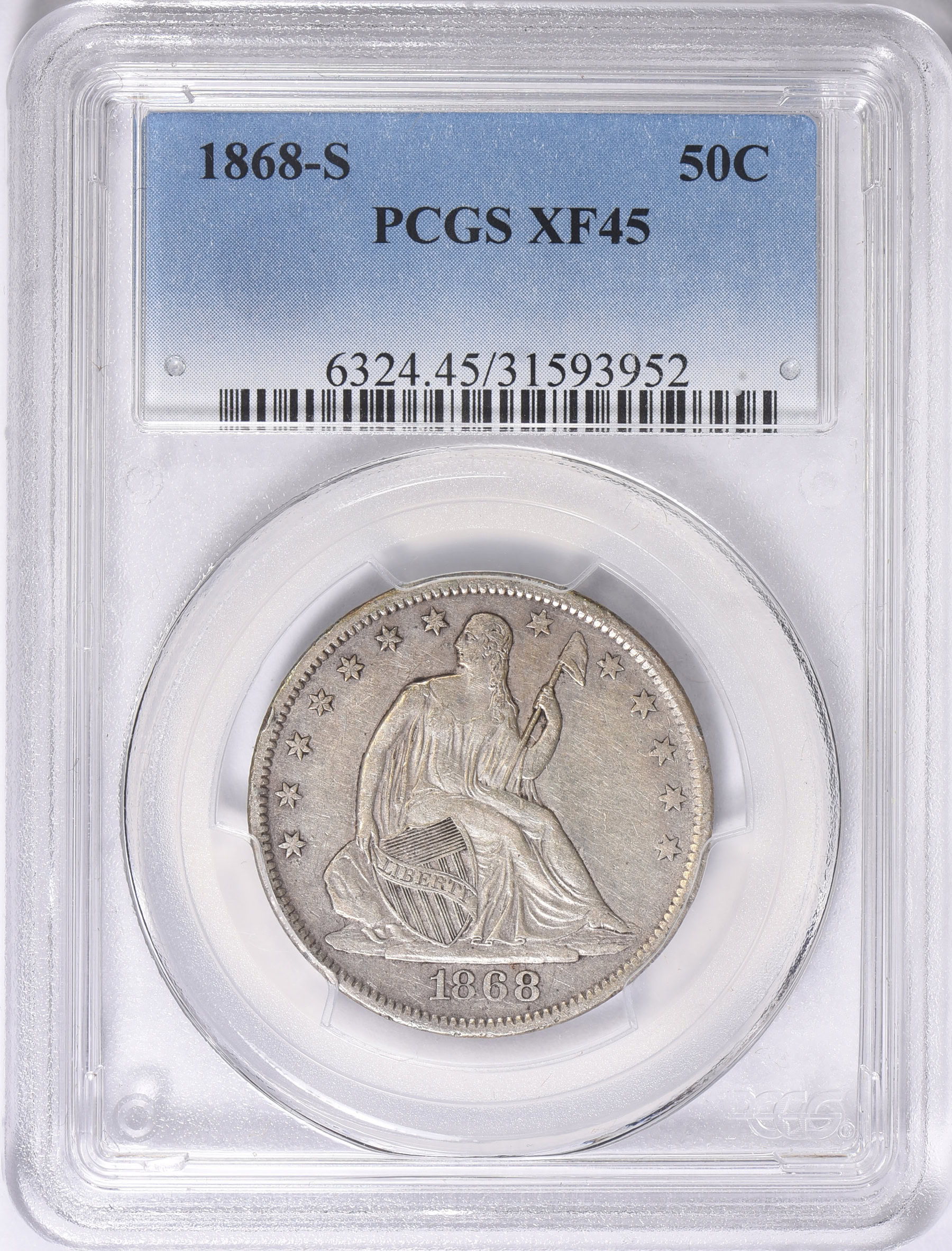 1868-S Seated Liberty Half Dollar PCGS XF-45 (Item 1741500) | GreatCollections Coin Auctions